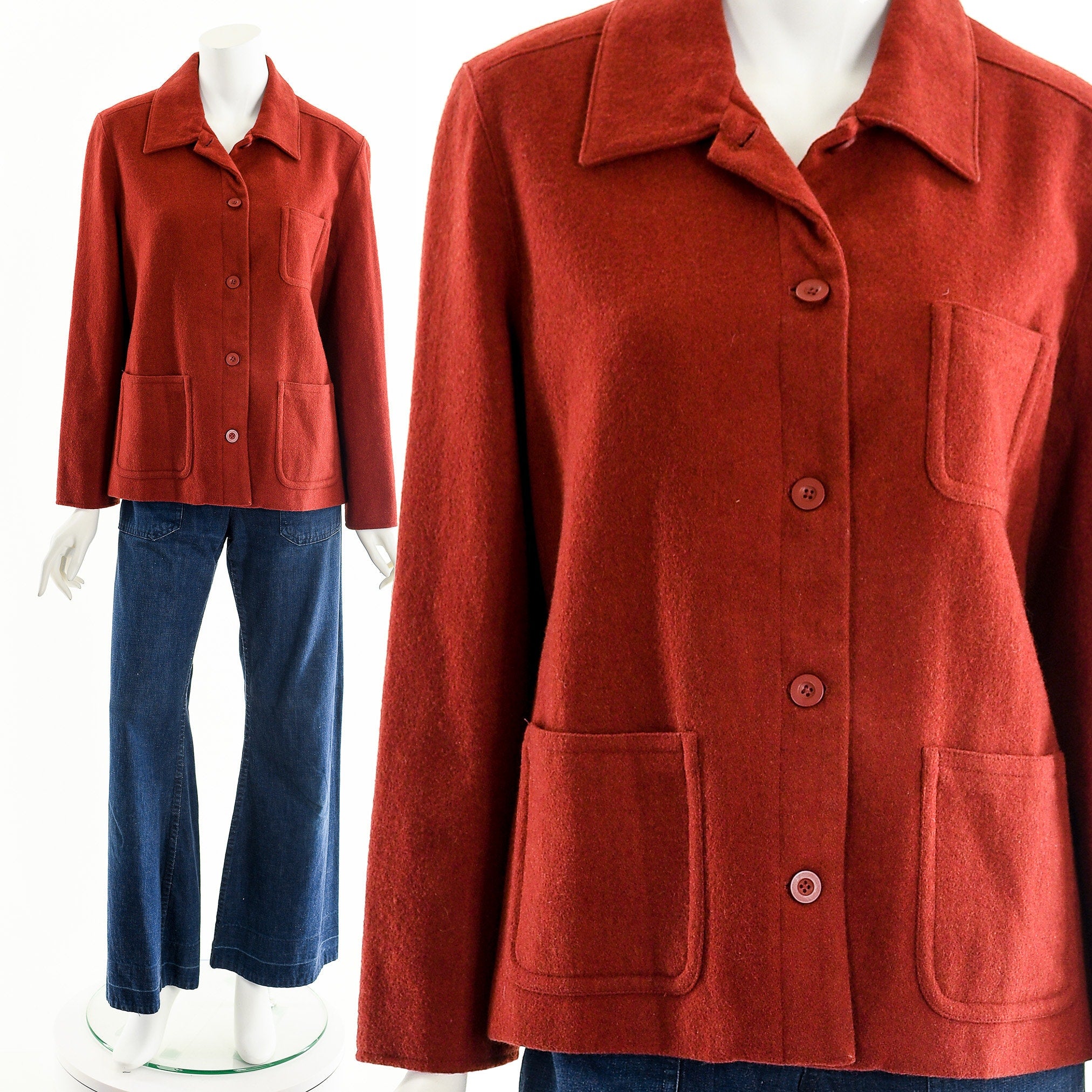 Vintage Red Boiled Wool Chore Coat | Shop THRILLING