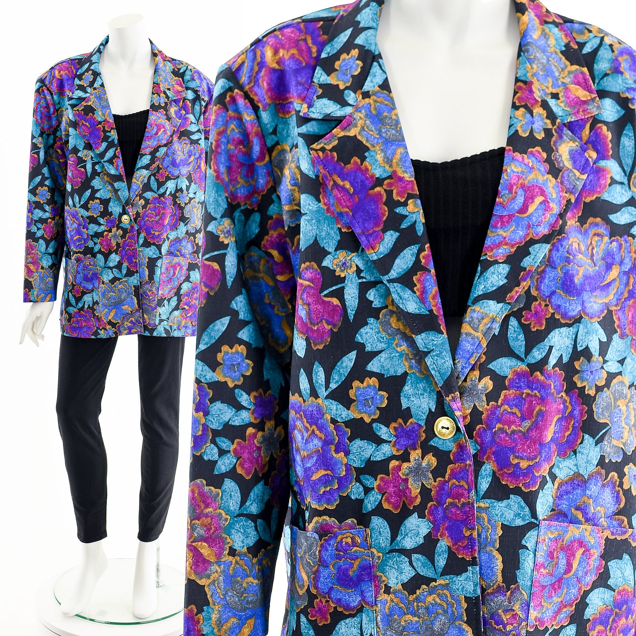 Vintage Bright Jewel Tone Floral 80s Jacket | Shop THRILLING