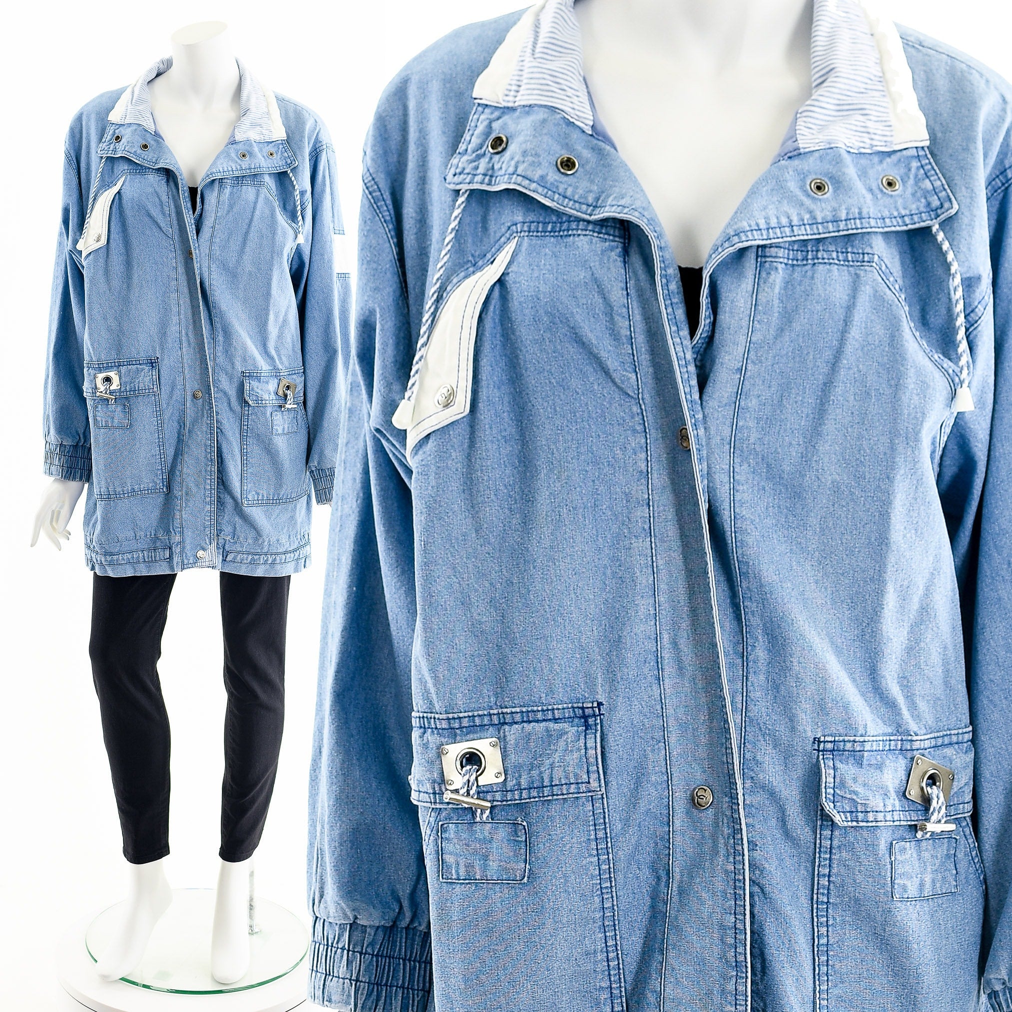 Vintage Denim Anorak Sailing Duster Jacket by Casual Club | Shop THRILLING