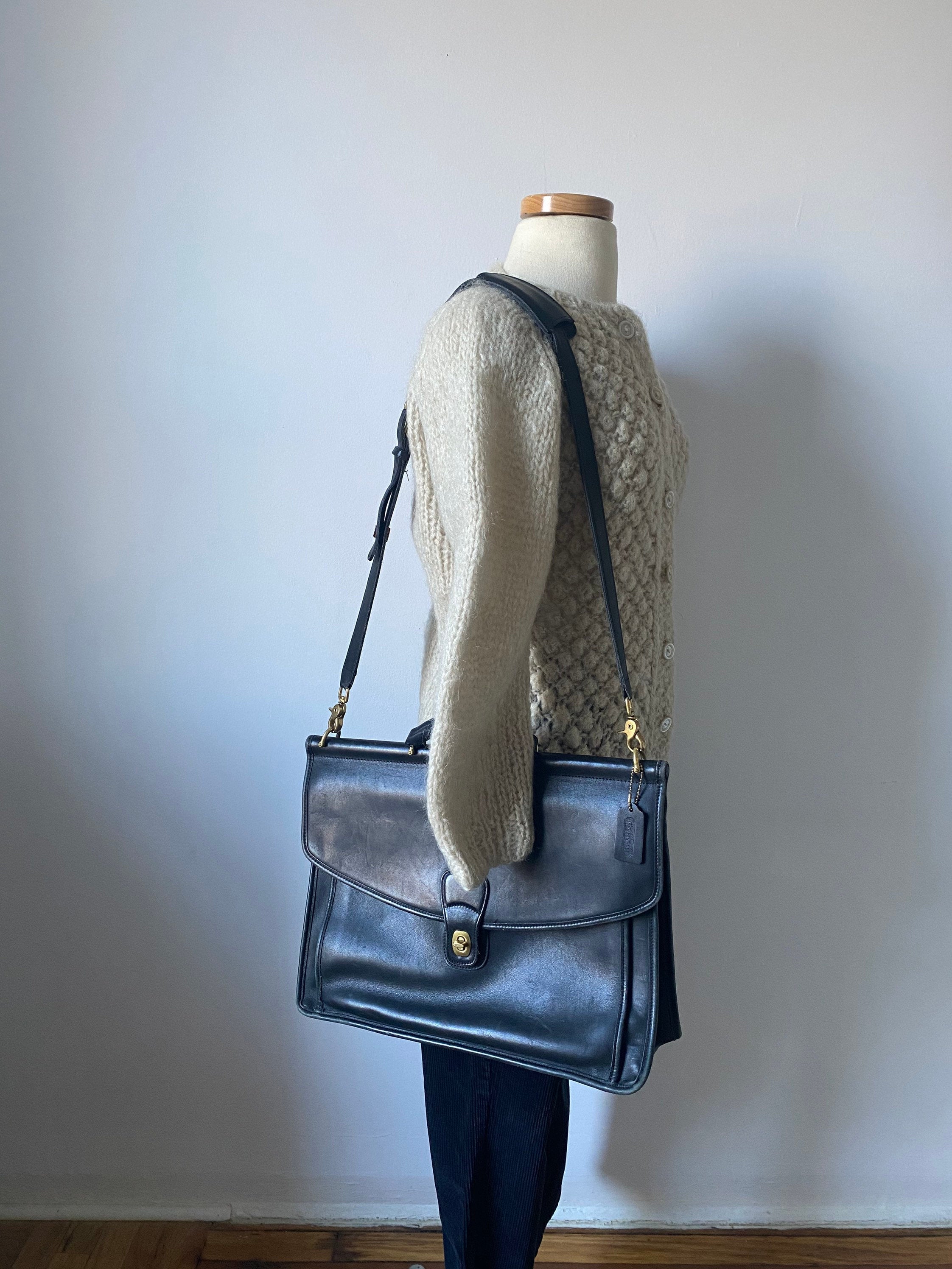 Vintage Black Leather Briefcase by Coach | Shop THRILLING