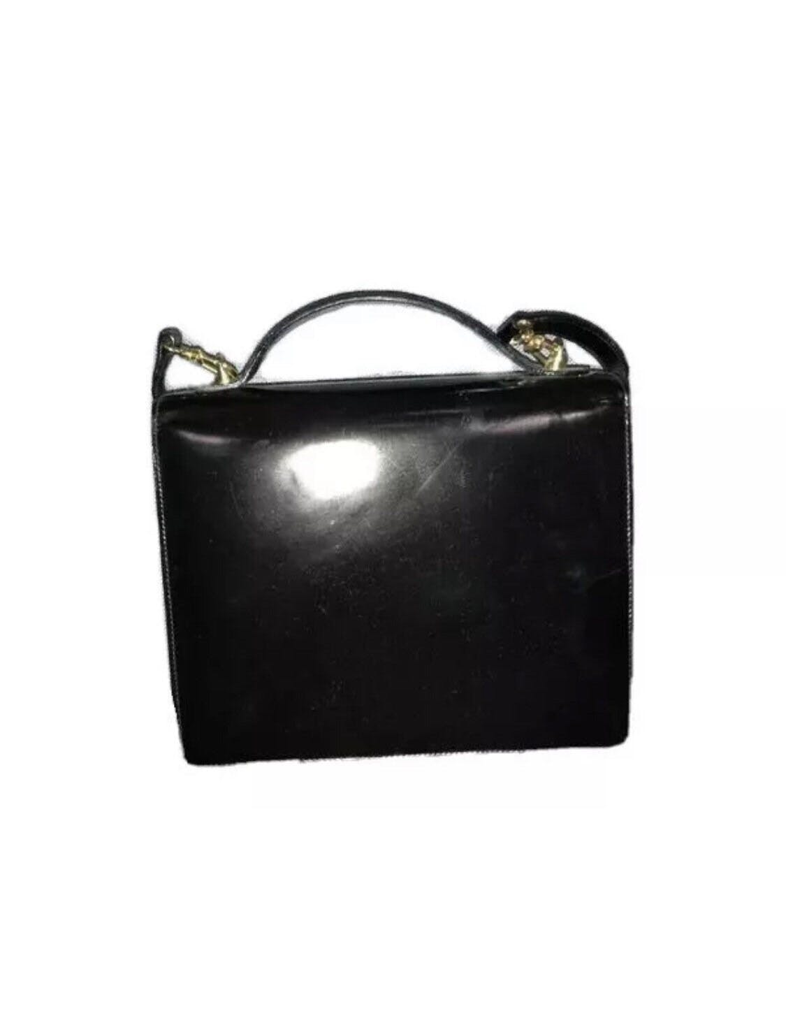 Vintage Italian Leather Structured Black Shoulder Handbag by Siso ...