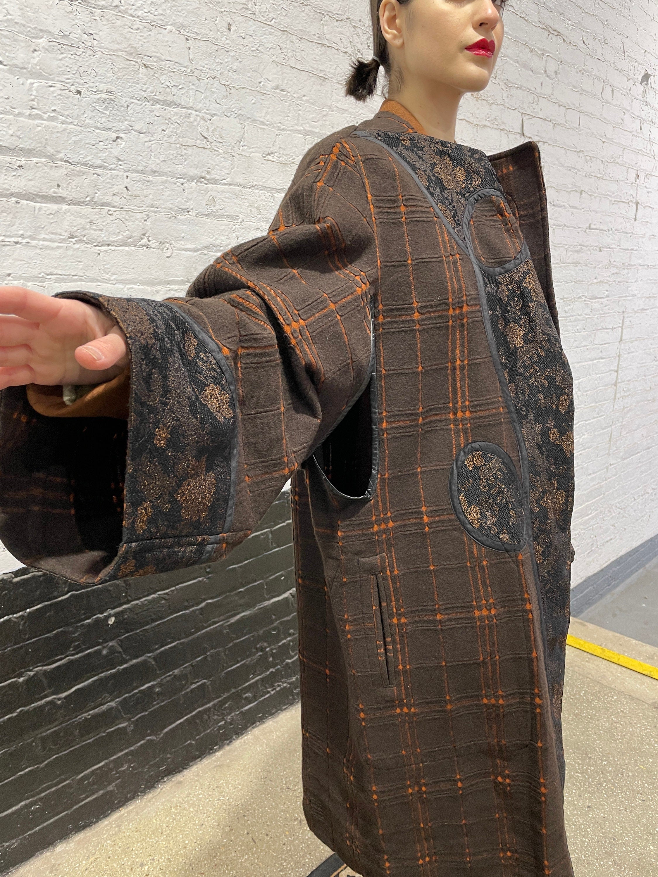 Vintage 80s Koos Wool Reversible Coat Brown Coat Couture Signature ...