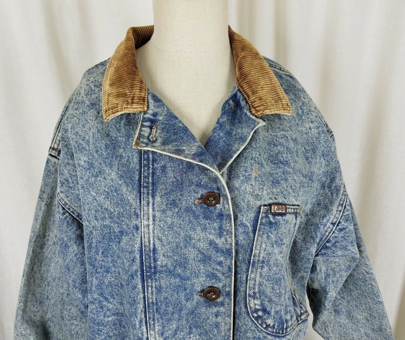 Vintage Deadstock Blue Acid Washed Cropped Duster Denim Jacket by Lee ...