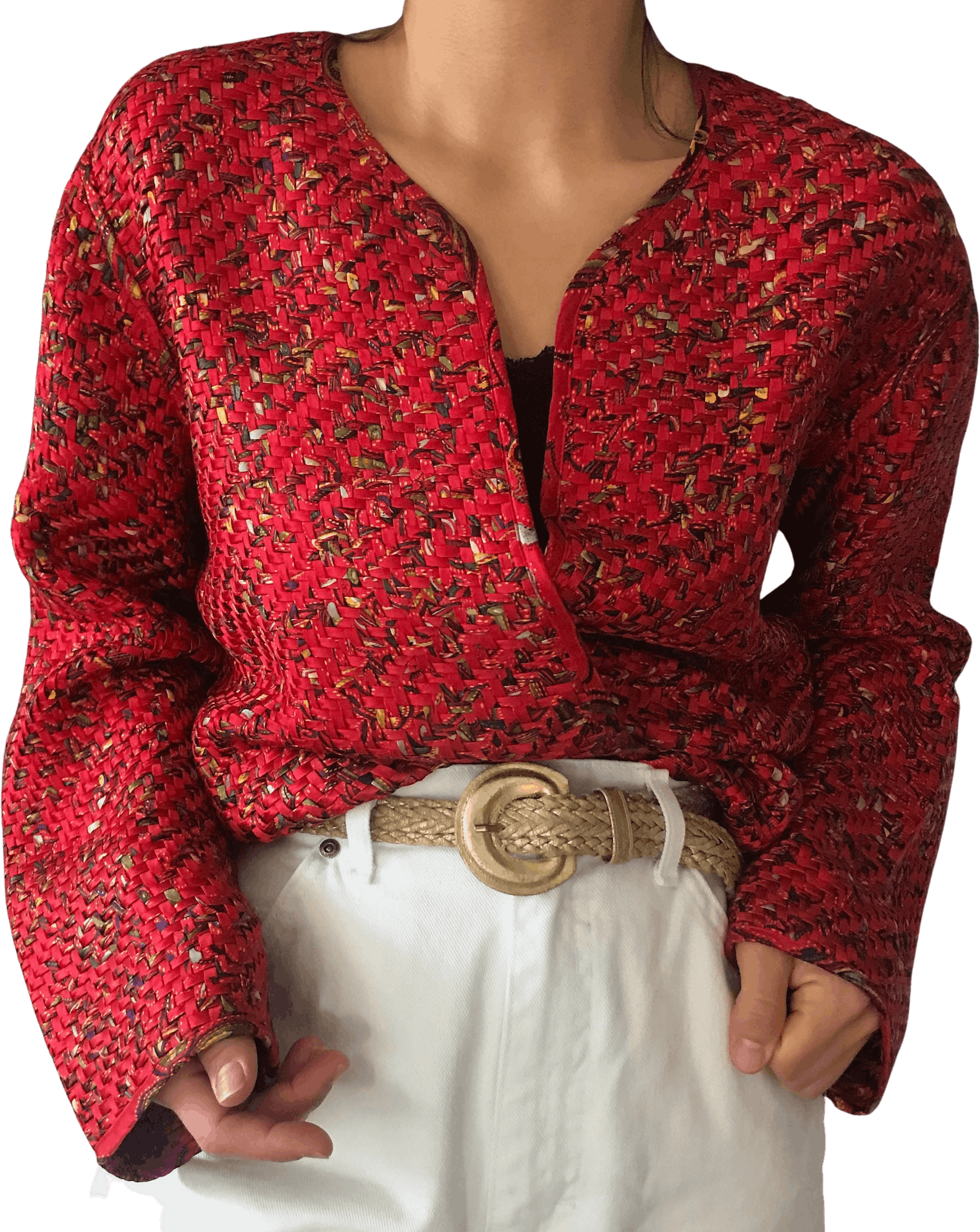 Vintage 80’s-90’s Woven Red Silk Jacket by Chicos Design | Shop THRILLING