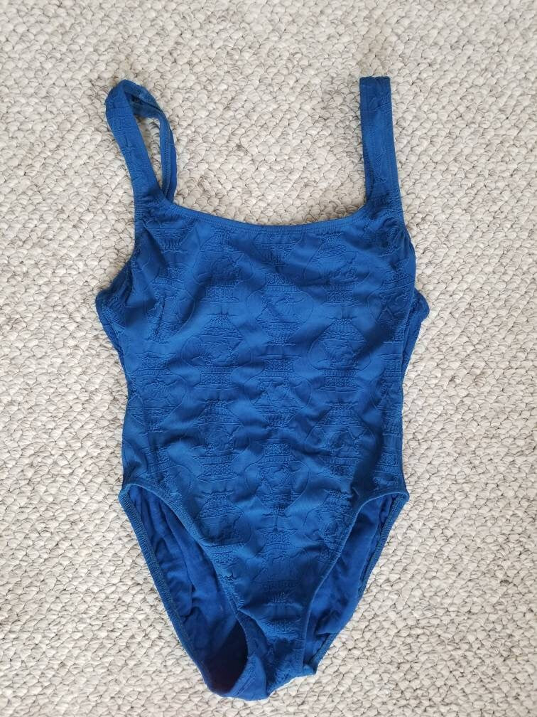 Vintage 80s One Piece Greek Urn Design Bathing Suit by Baja Blue | Shop ...