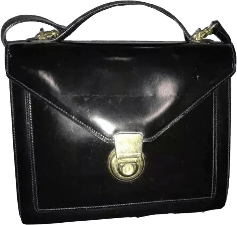 Vintage Italian Leather Structured Black Shoulder Handbag by Siso ...