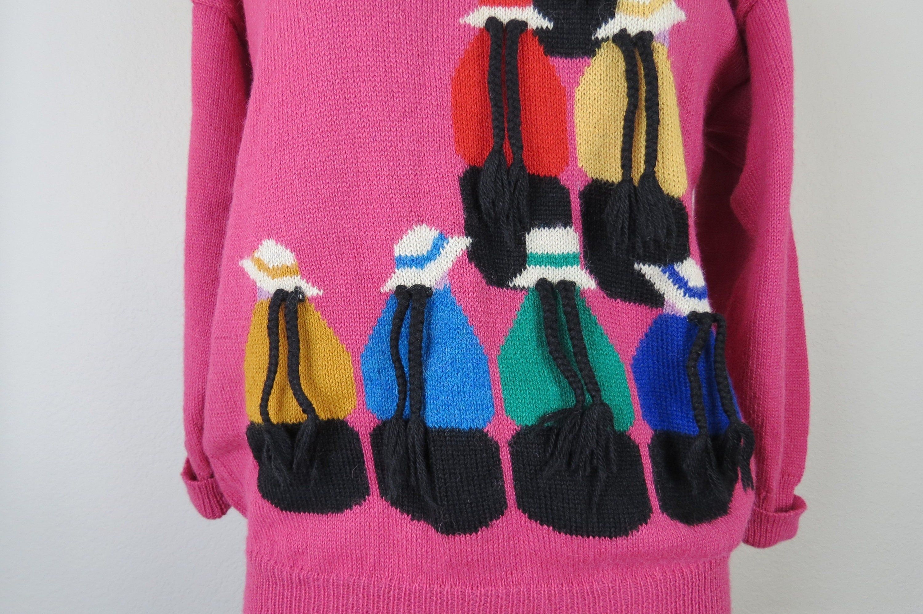 Vintage 90s Figural Knit Sweater with People Colorblock | Shop THRILLING
