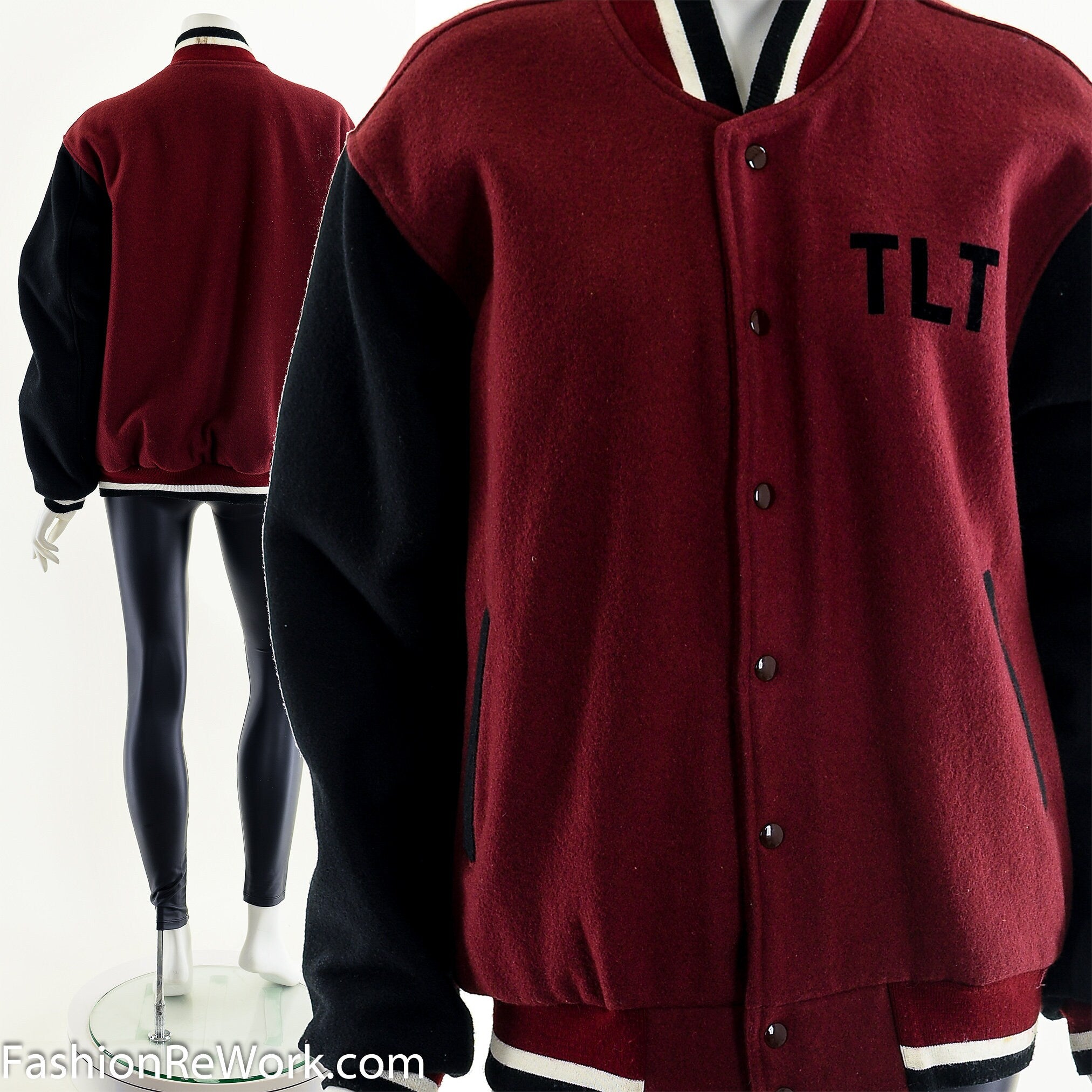 Vintage Burgundy Woolen 80s Varsity Jacket by Auburn Sportswear | Shop ...