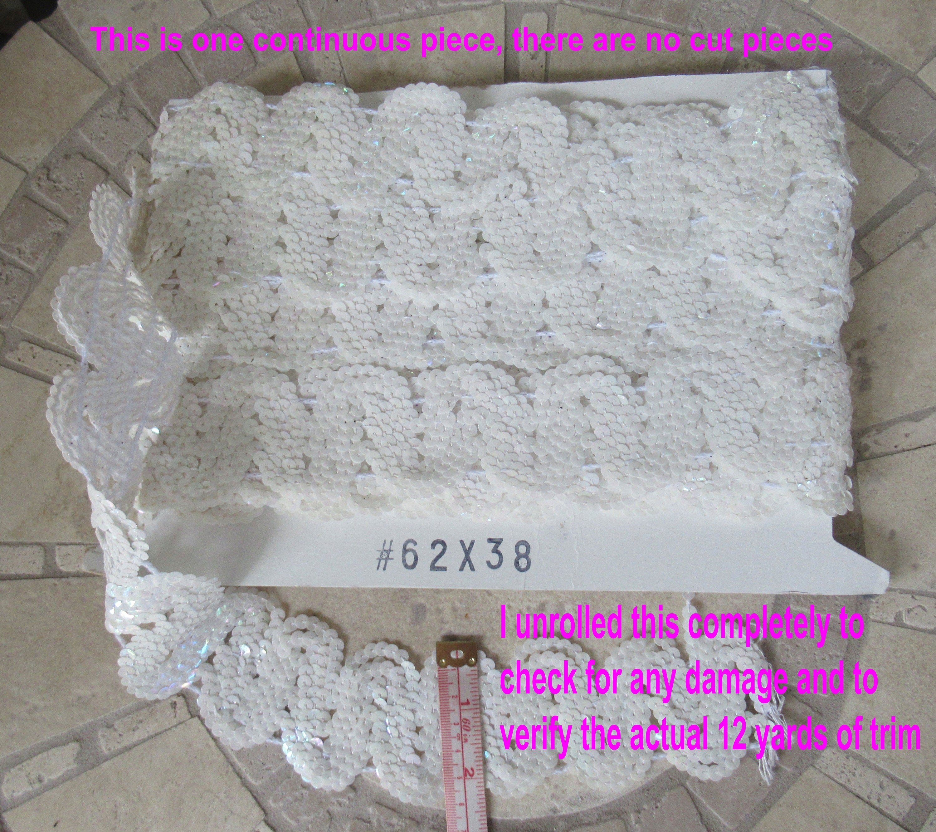 Vintage 12 Yards Sequin Trim 2 Inch Wide, Wavy Multi-Row Design Trim ...