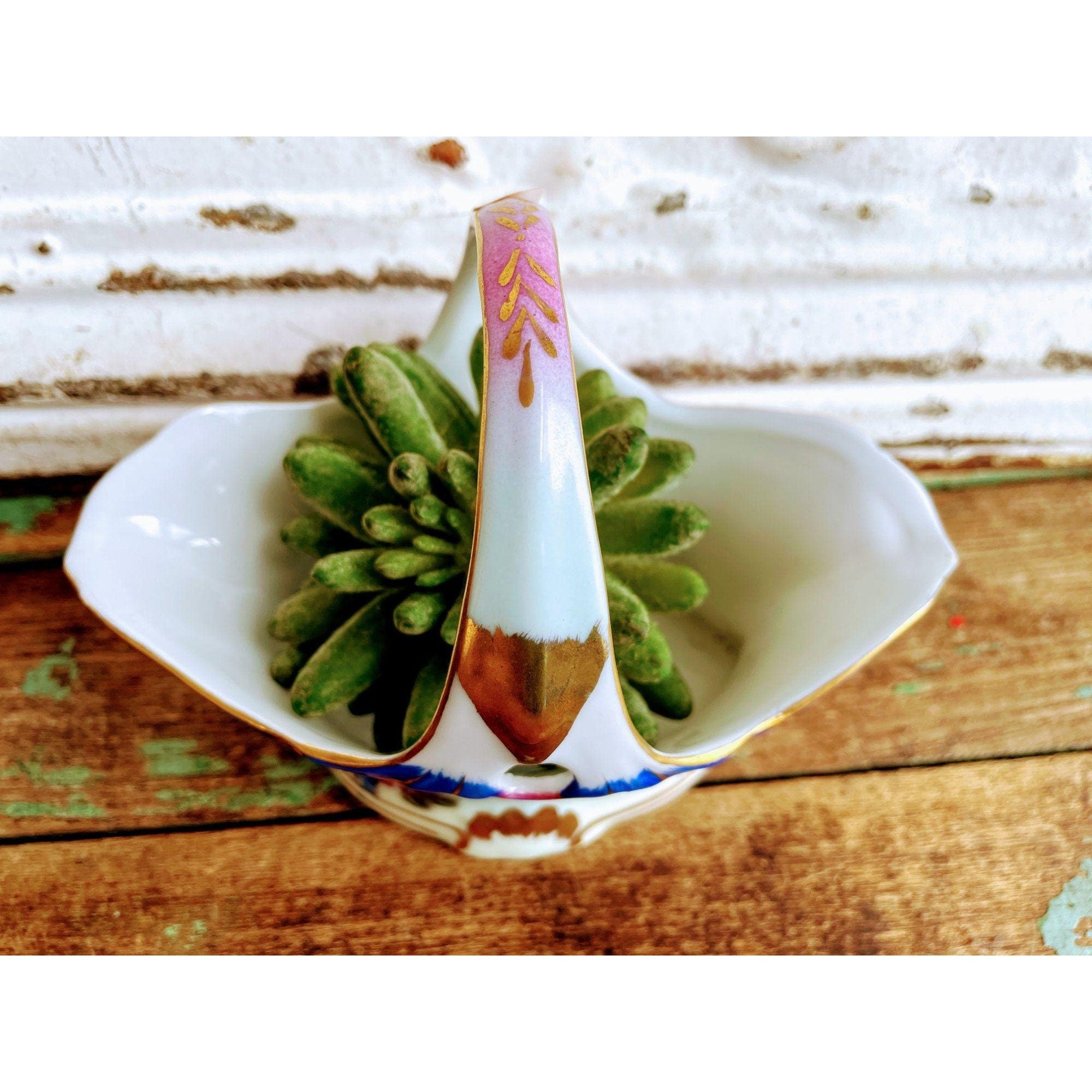 40s Vintage Hand Painted Nippon Porcelain Basket Flowers | Shop THRILLING