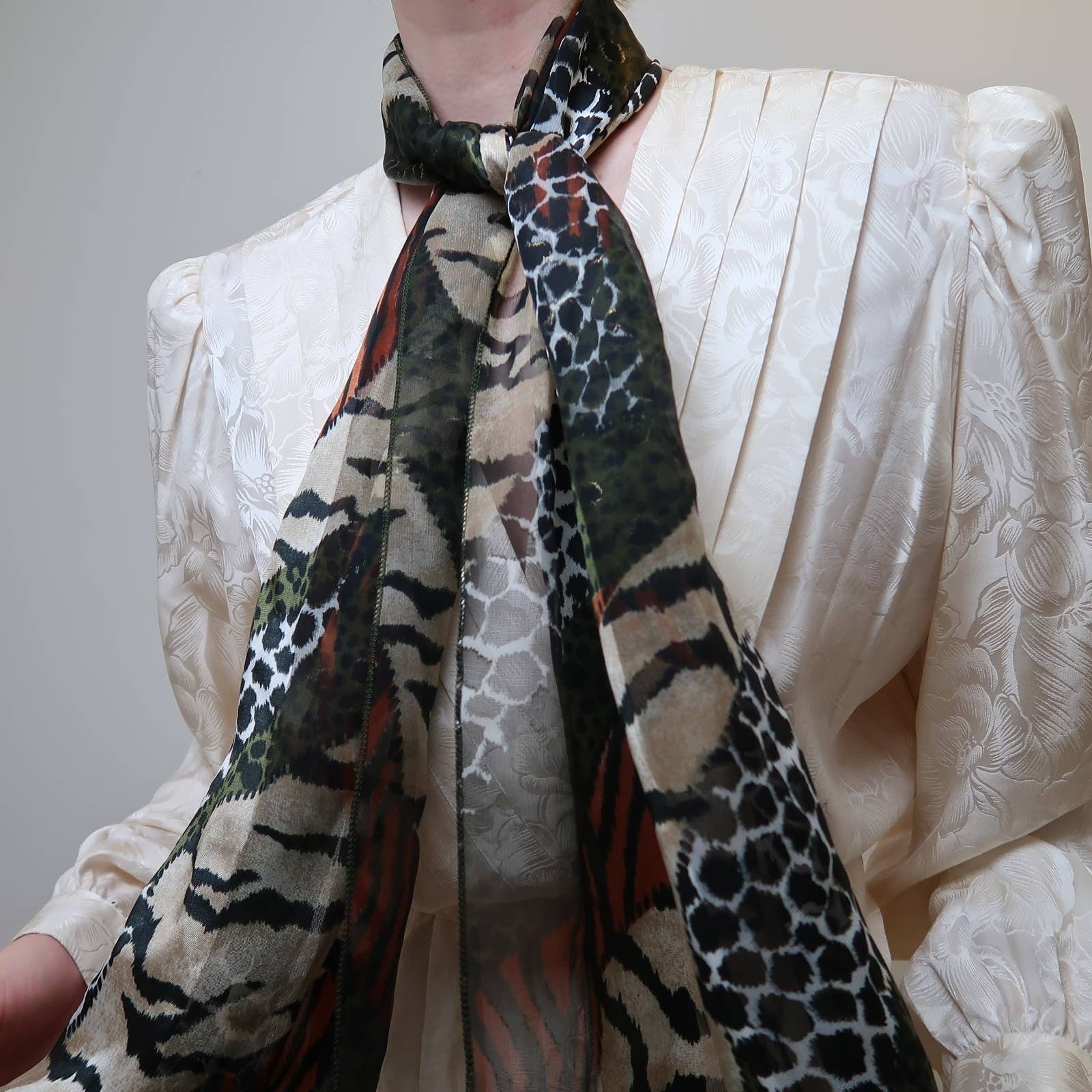 Vintage 90s Mixed Animal Print Sheer Neck Scarf | Shop THRILLING