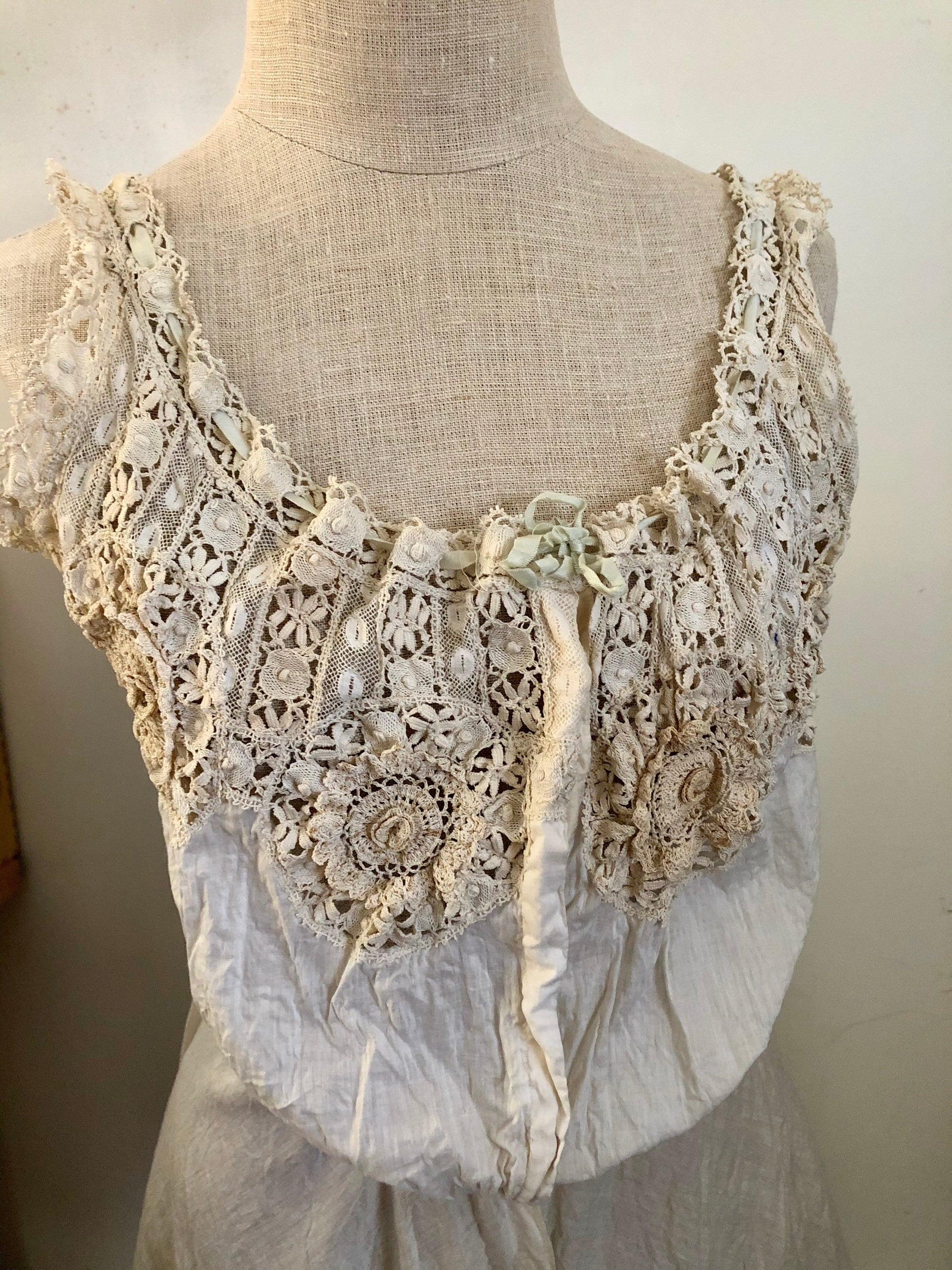 Vintage 10s Edwardian Cotton and Lace Combination Undergarment Romper ...