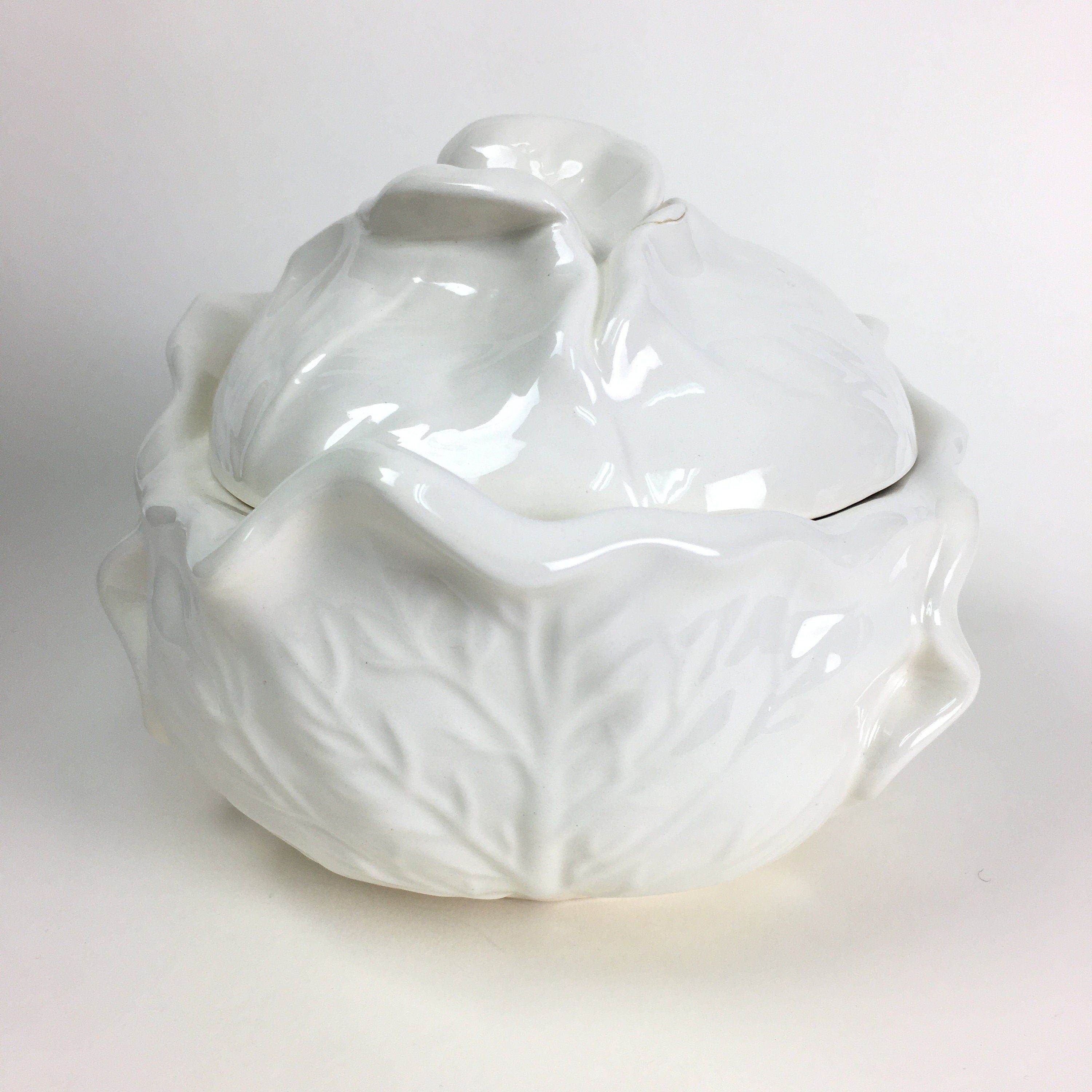 Vintage White Ceramic Decorative Cabbage Shaped Bowl with Lid | Shop ...