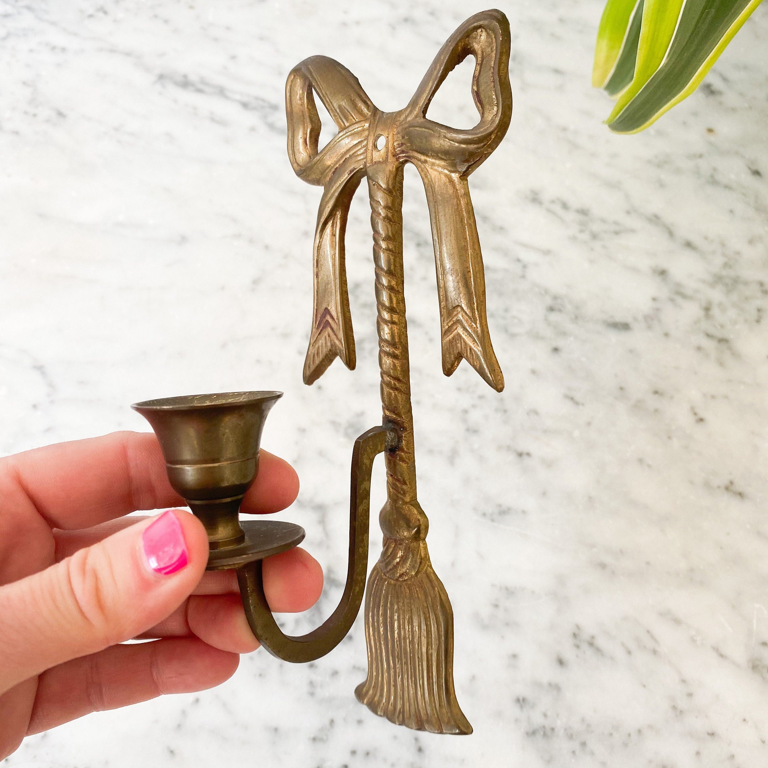 Brass Bow Sconce with Tassel Vintage Candle Holder | Shop THRILLING