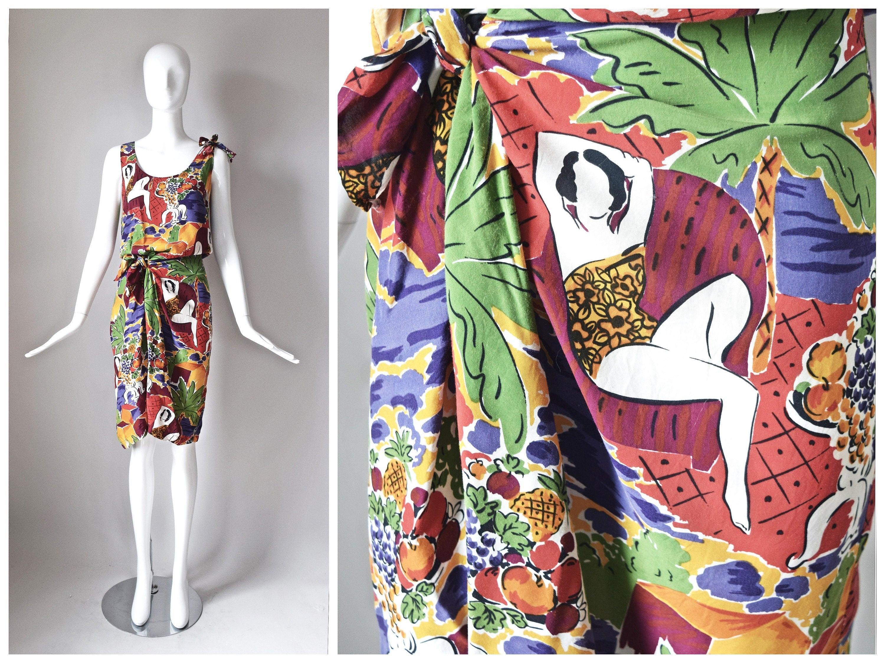 Vintage 80s *rare* Giuseppe Abstract Pinup Print Sarong Dress by ...