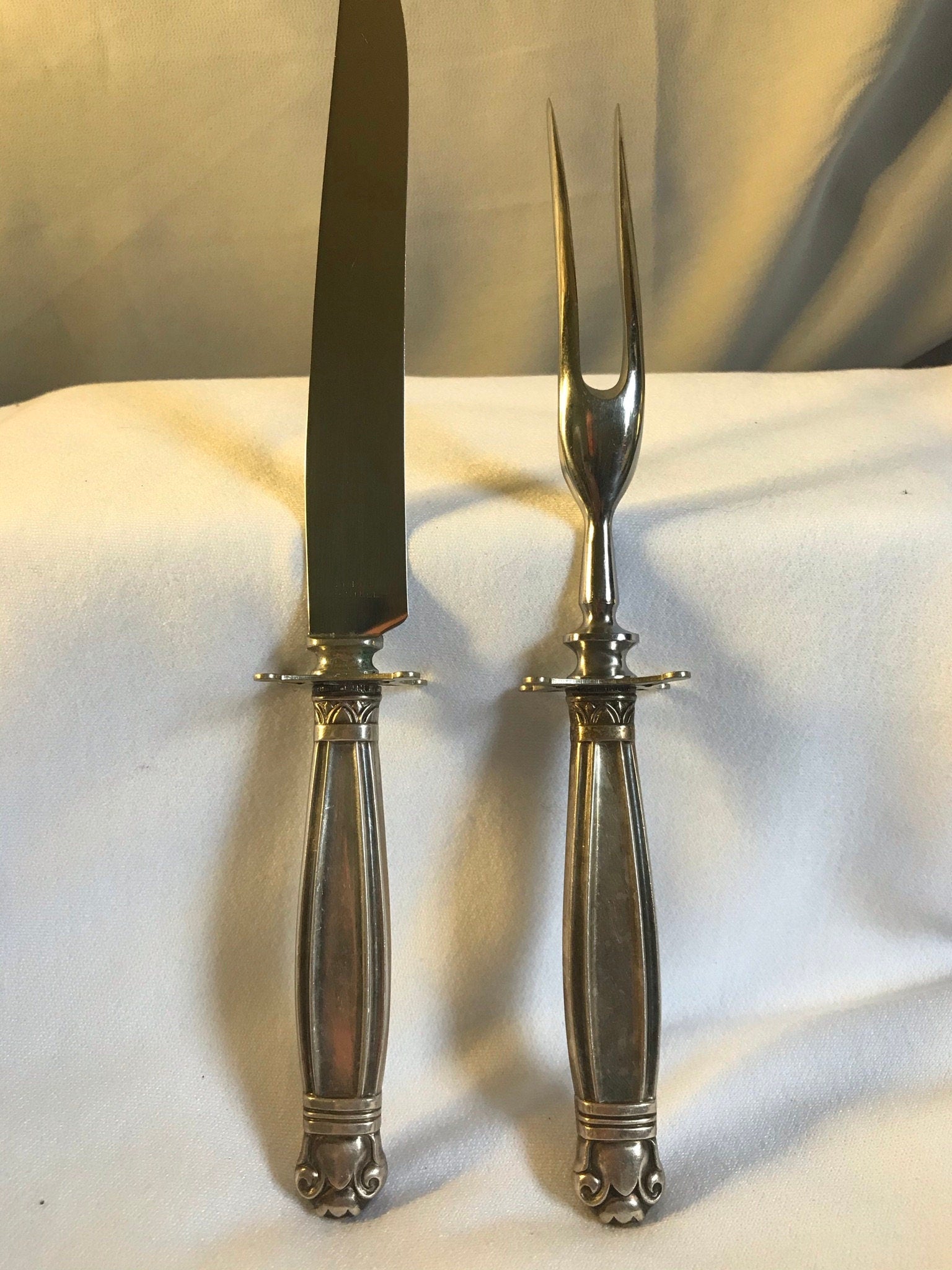 Vintage Sterling Silver Carving Set Sterling Silver Handle Stainless ...