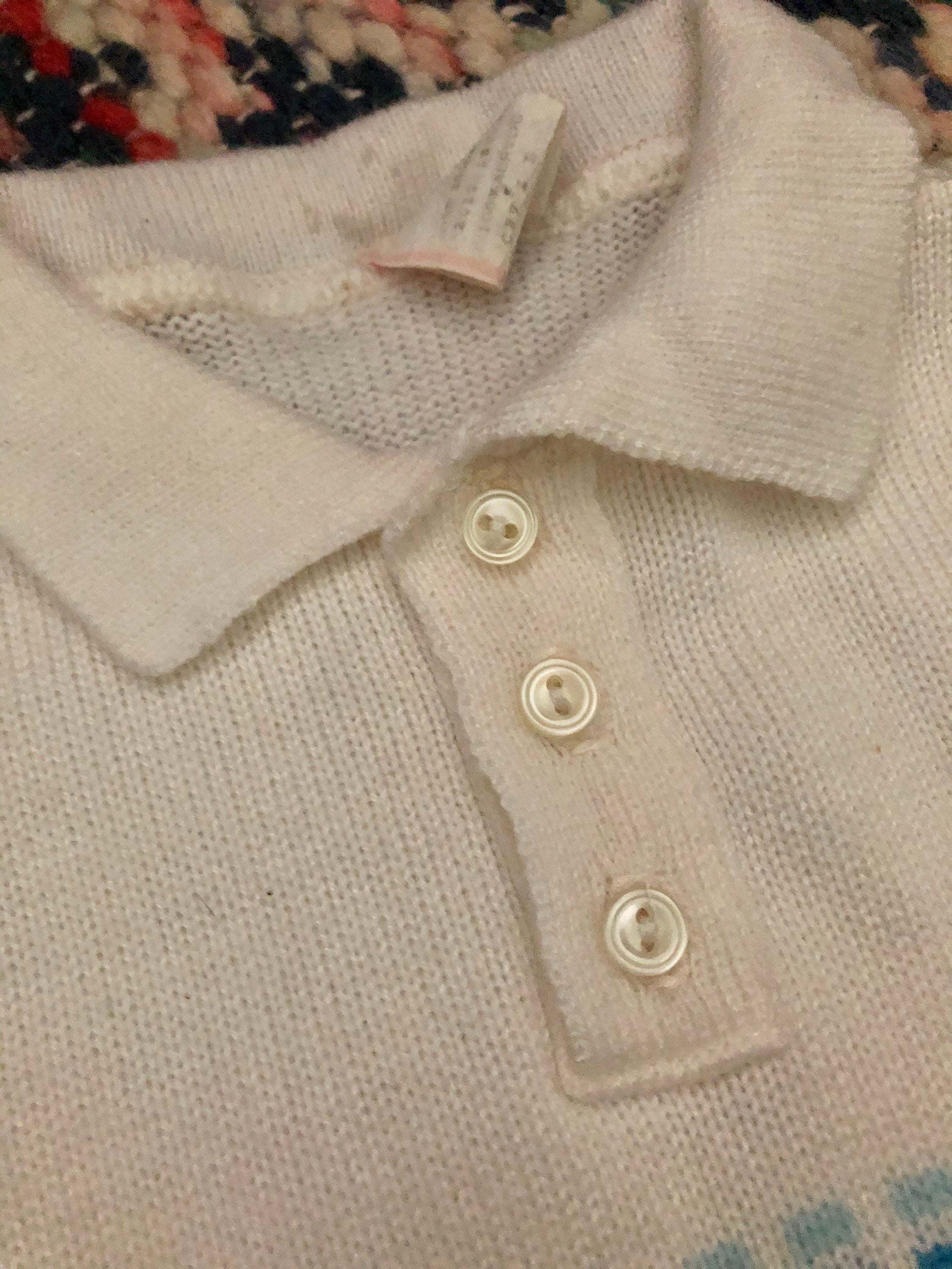 Vintage 70s Knit Bodysuit Blue and White | Shop THRILLING