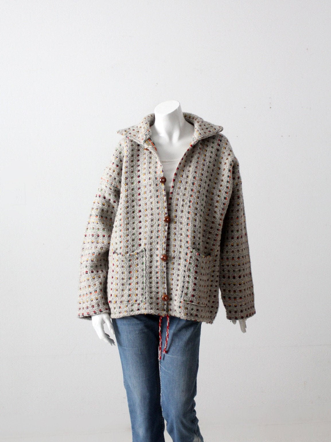 Vintage Woven Knit Open Jacket | Shop THRILLING
