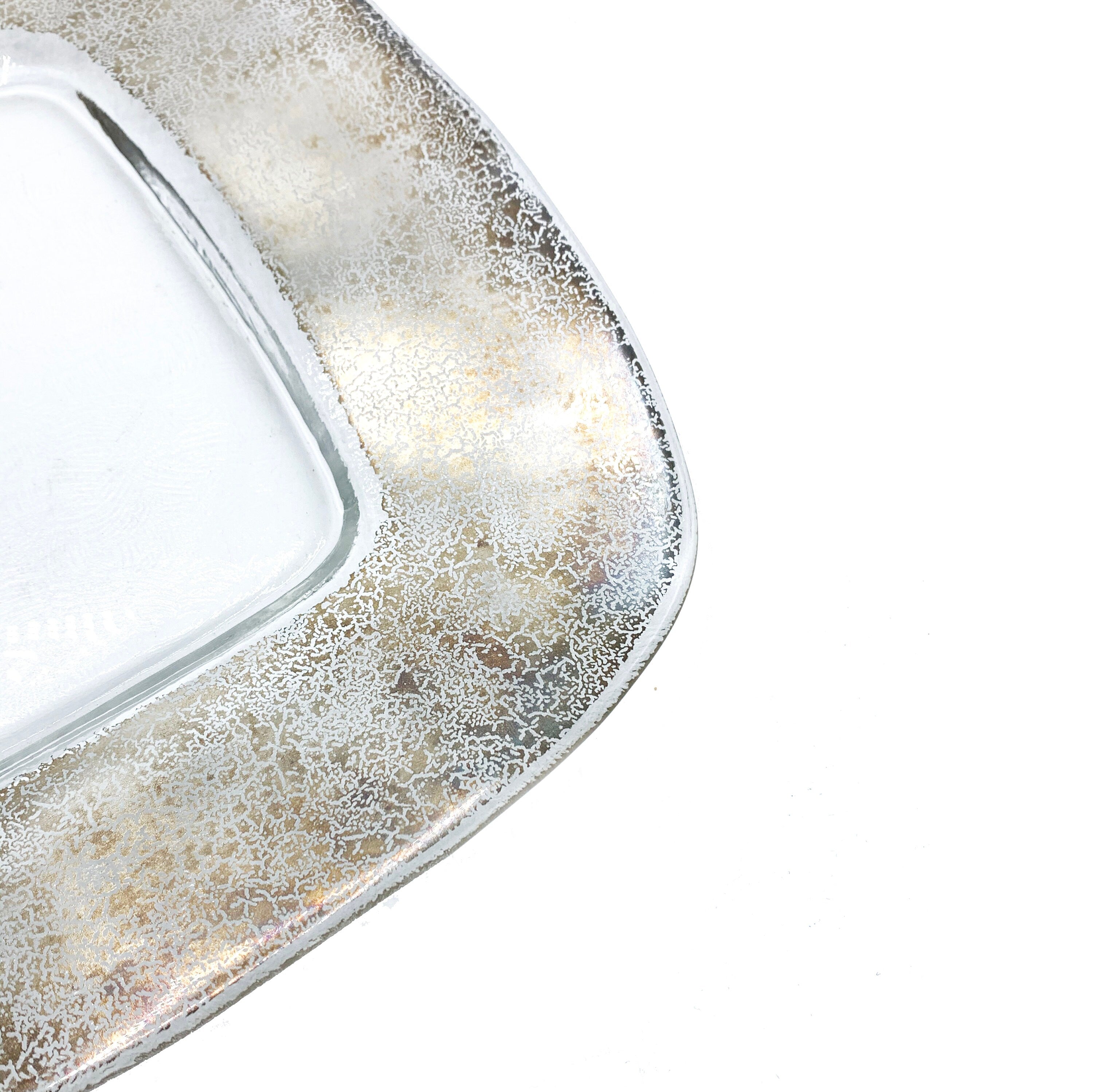 Vintage Mid-Century Modern Large Glass Silver Rim Dinner Plates - Set ...