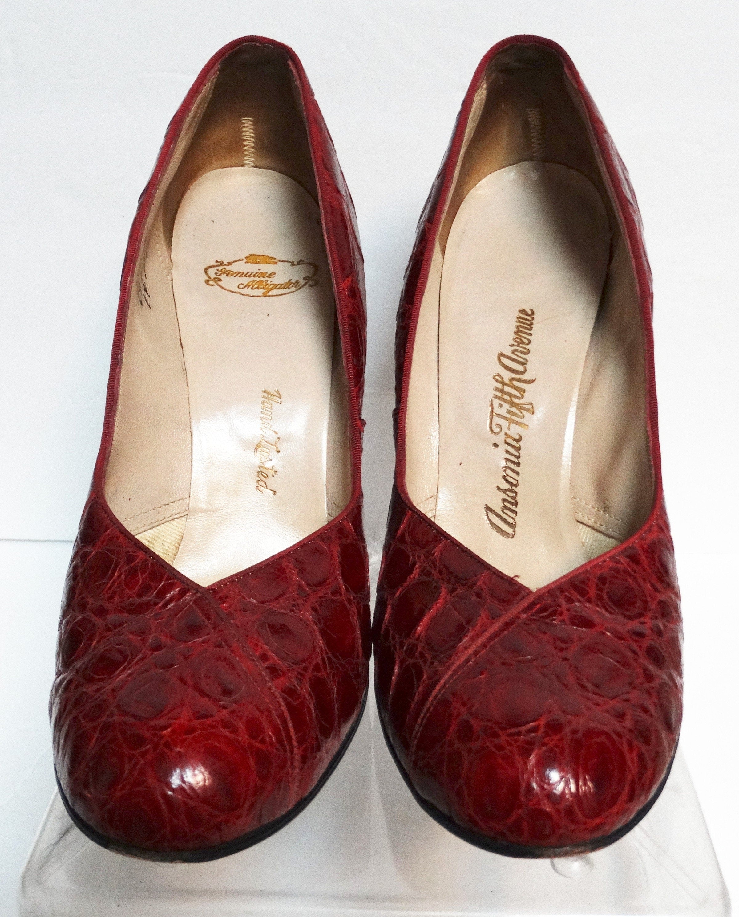 Vintage 50’s Red Alligator Shoes Matching Red Alligator Purse | Shop ...