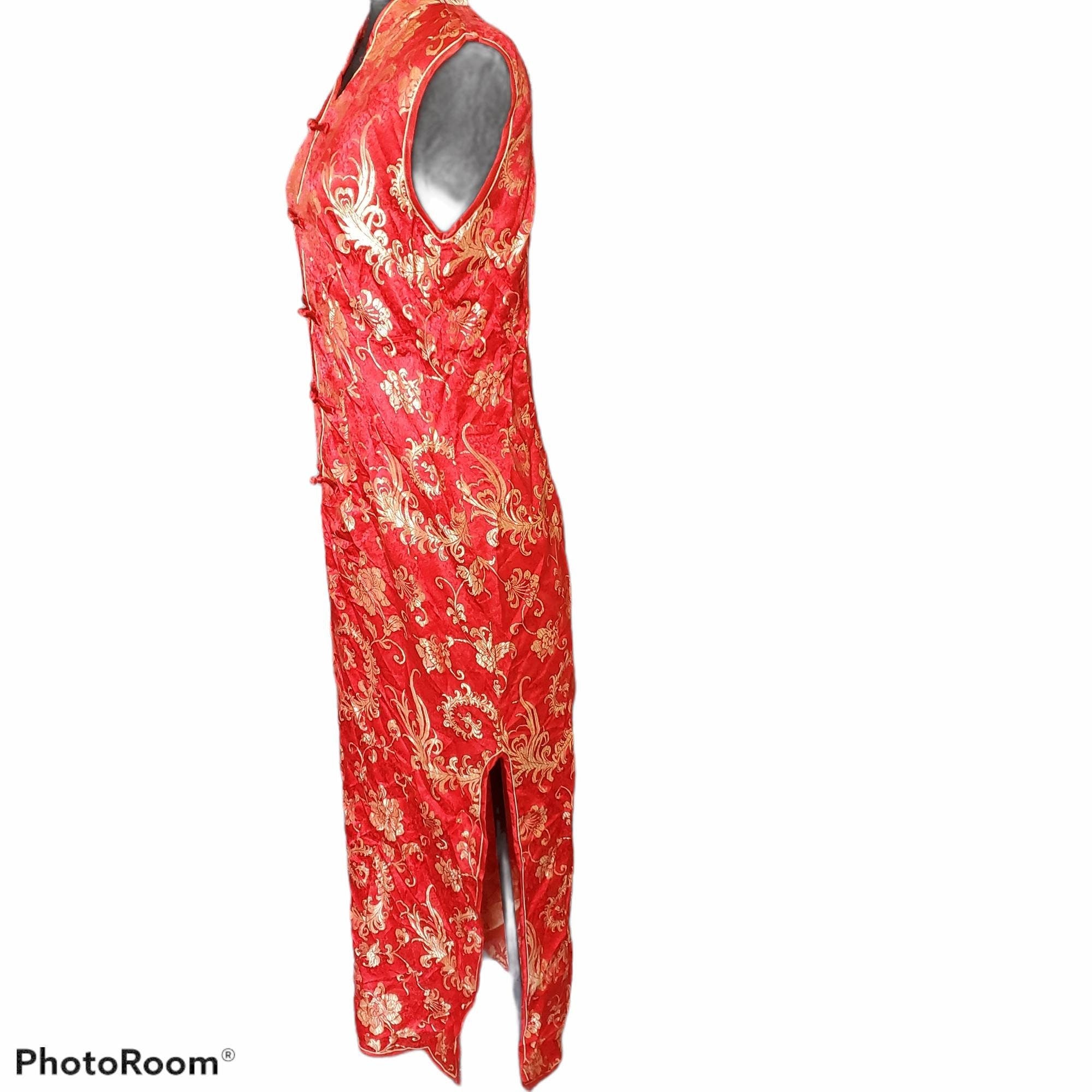 Vintage Red and Gold Chinese Cheongsam Sheath Dress | Shop THRILLING