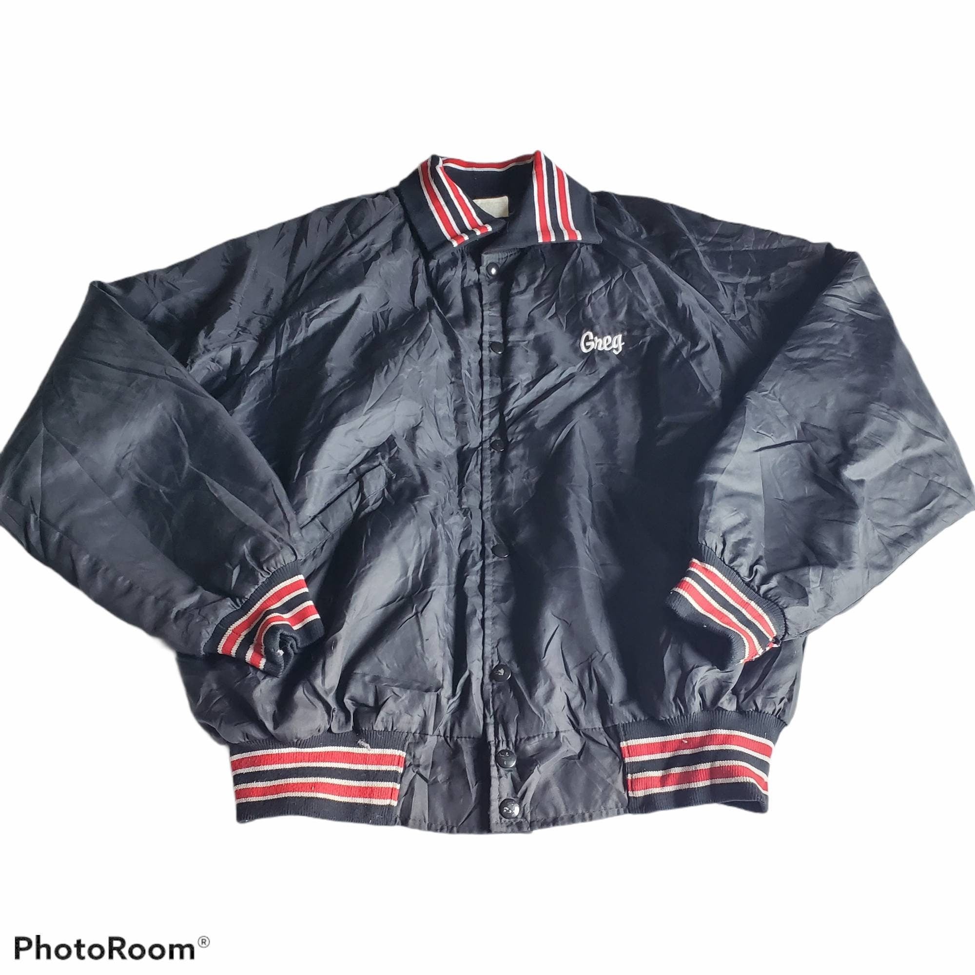 Men's Vintage Nylon Varsity Bomber Jacket Applique | Shop THRILLING