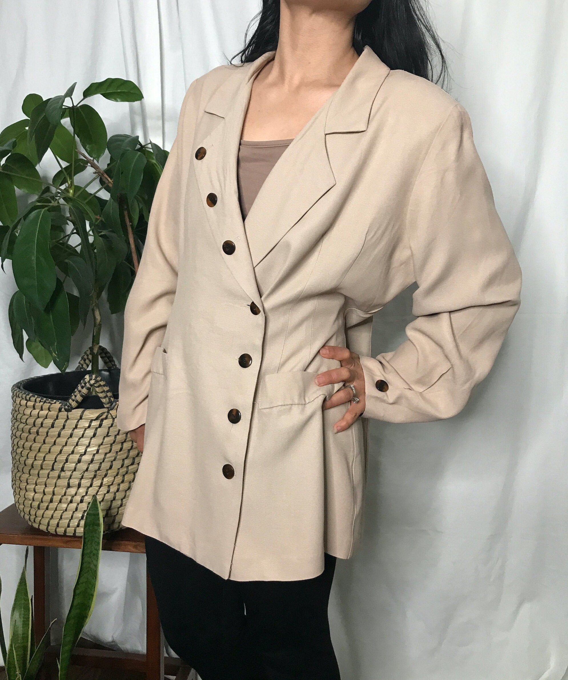 Vintage 80’s Menswear Inspired Beige Jacket by Lew Magram Collection ...