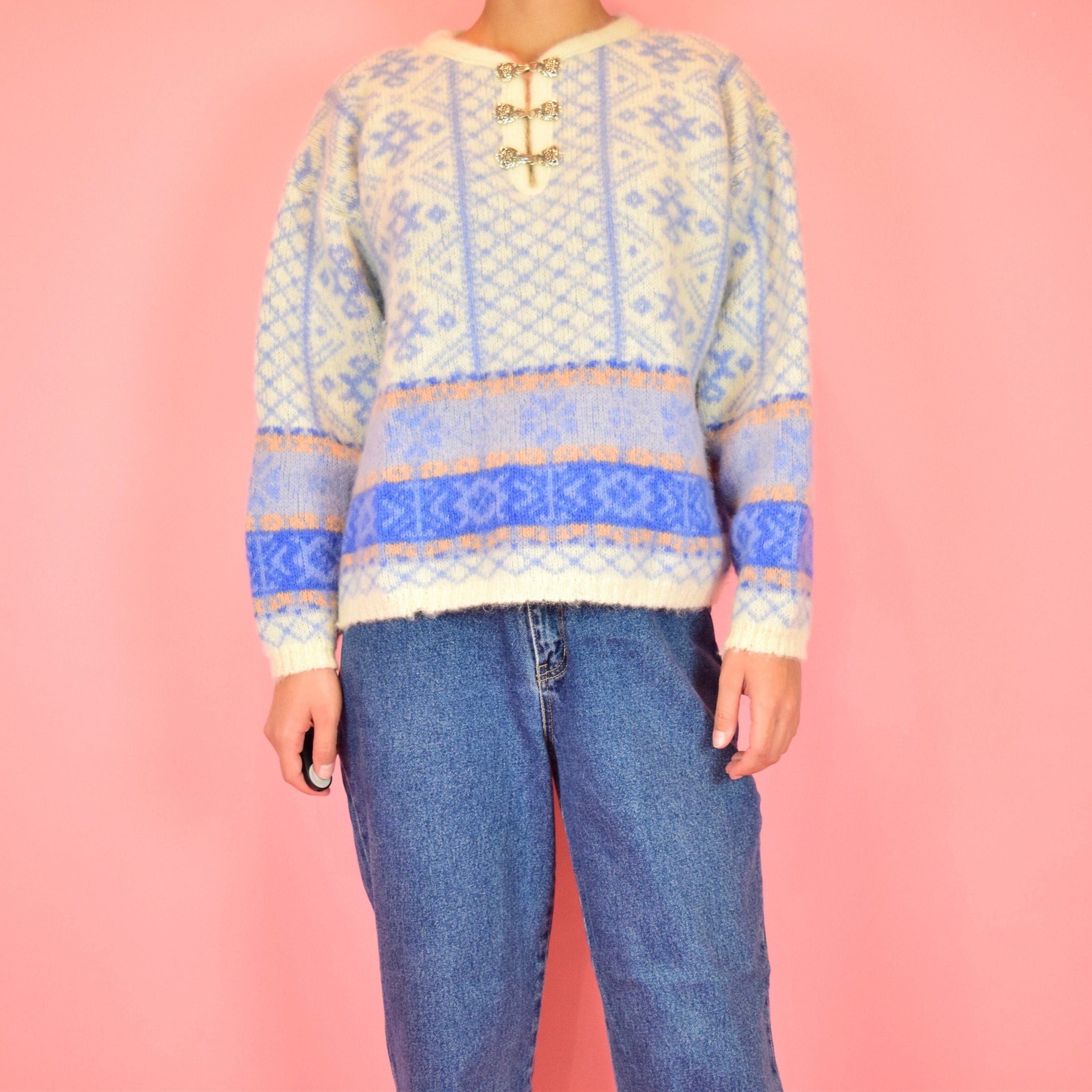 Vintage 80’s Blue Fair Isle Wool Sweater | Shop THRILLING