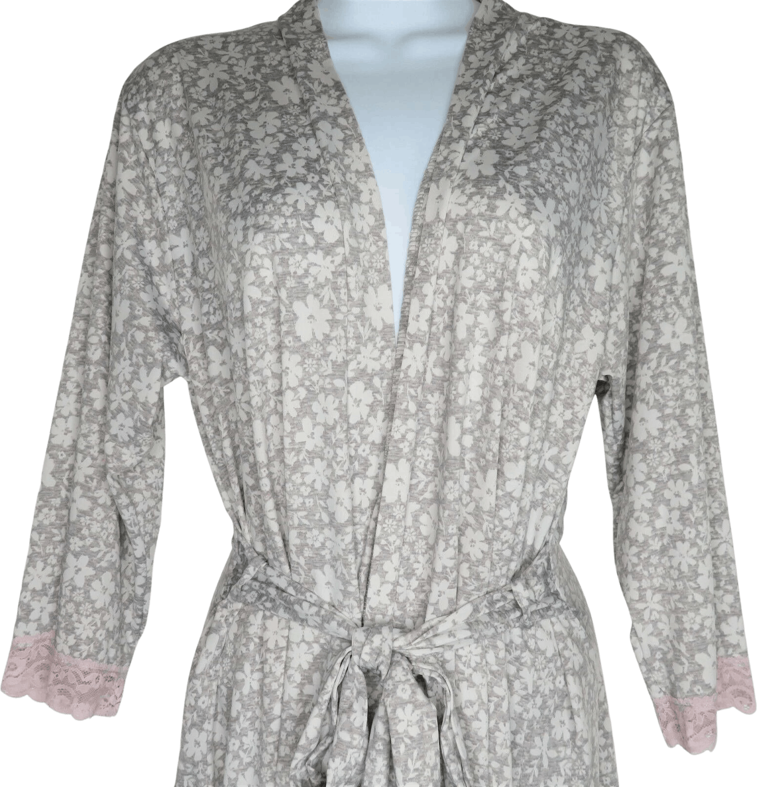 Vintage Gray White Floral Short Wrap Robe by Laura Ashley | Shop THRILLING