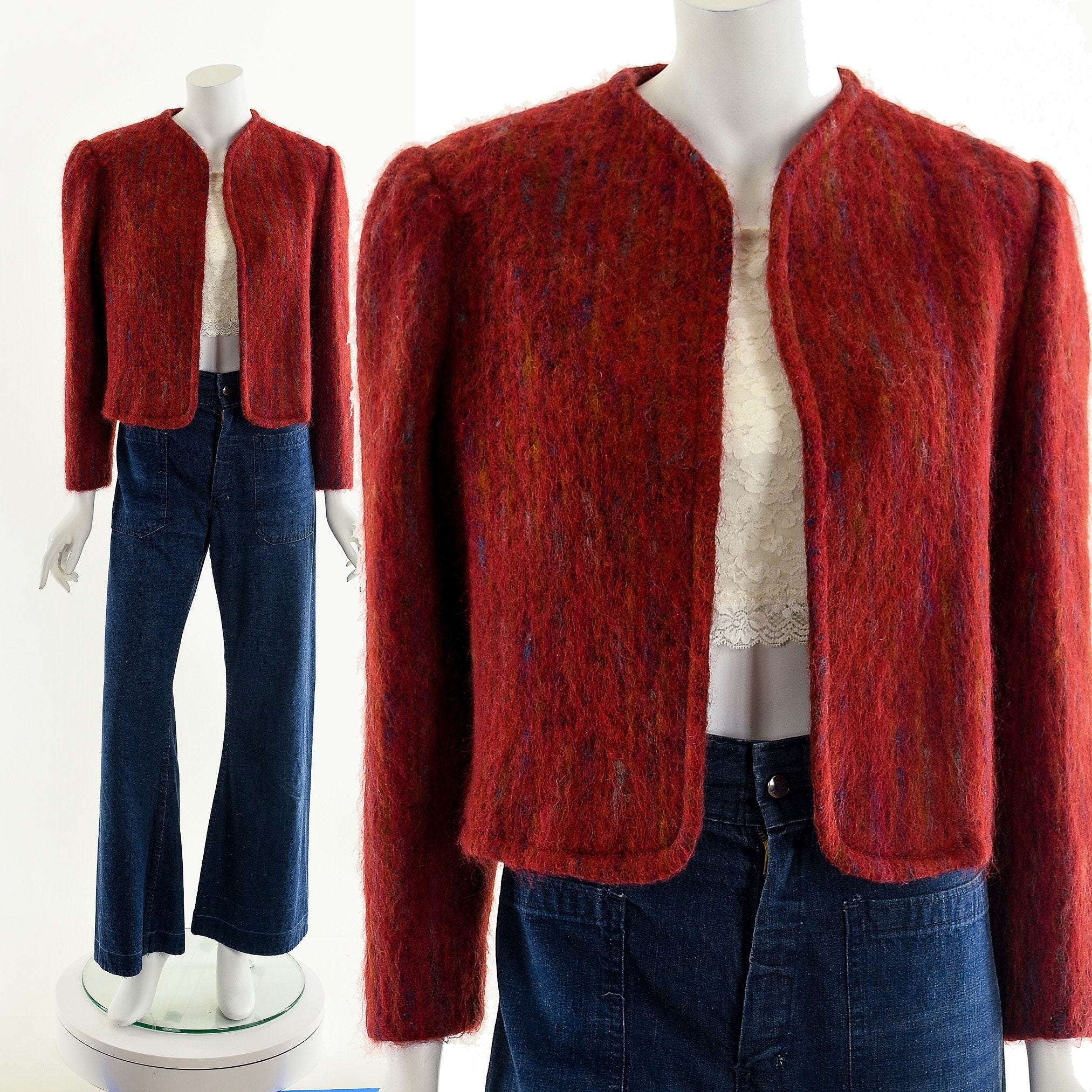 Vintage Ruby Red Wool Fuzzy Blazer Jacket | Shop THRILLING