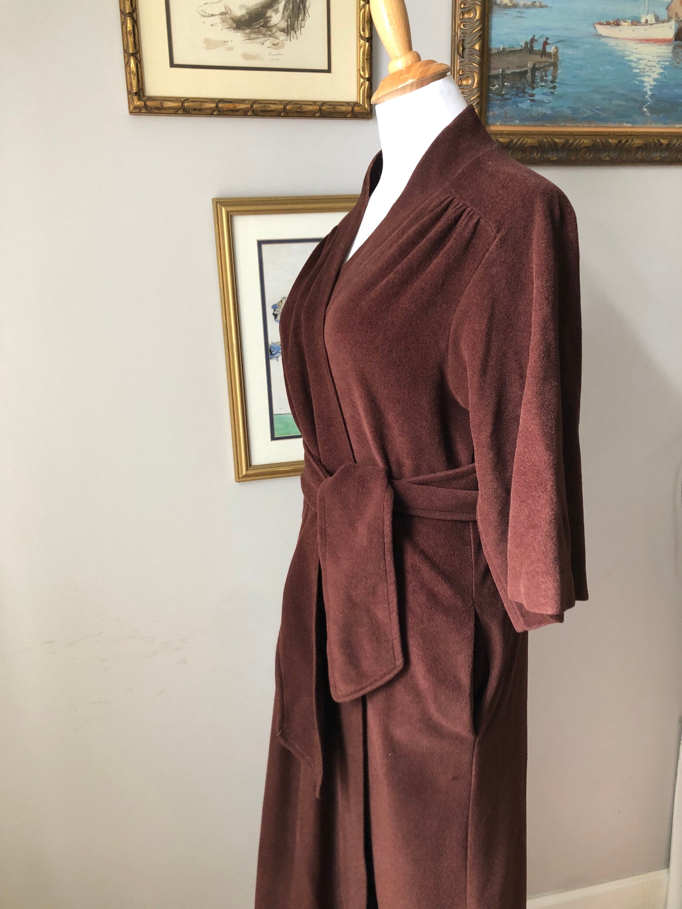 Vintage 60’s Chocolate Brown Long Bath Robe by David Brown for Bonwit ...