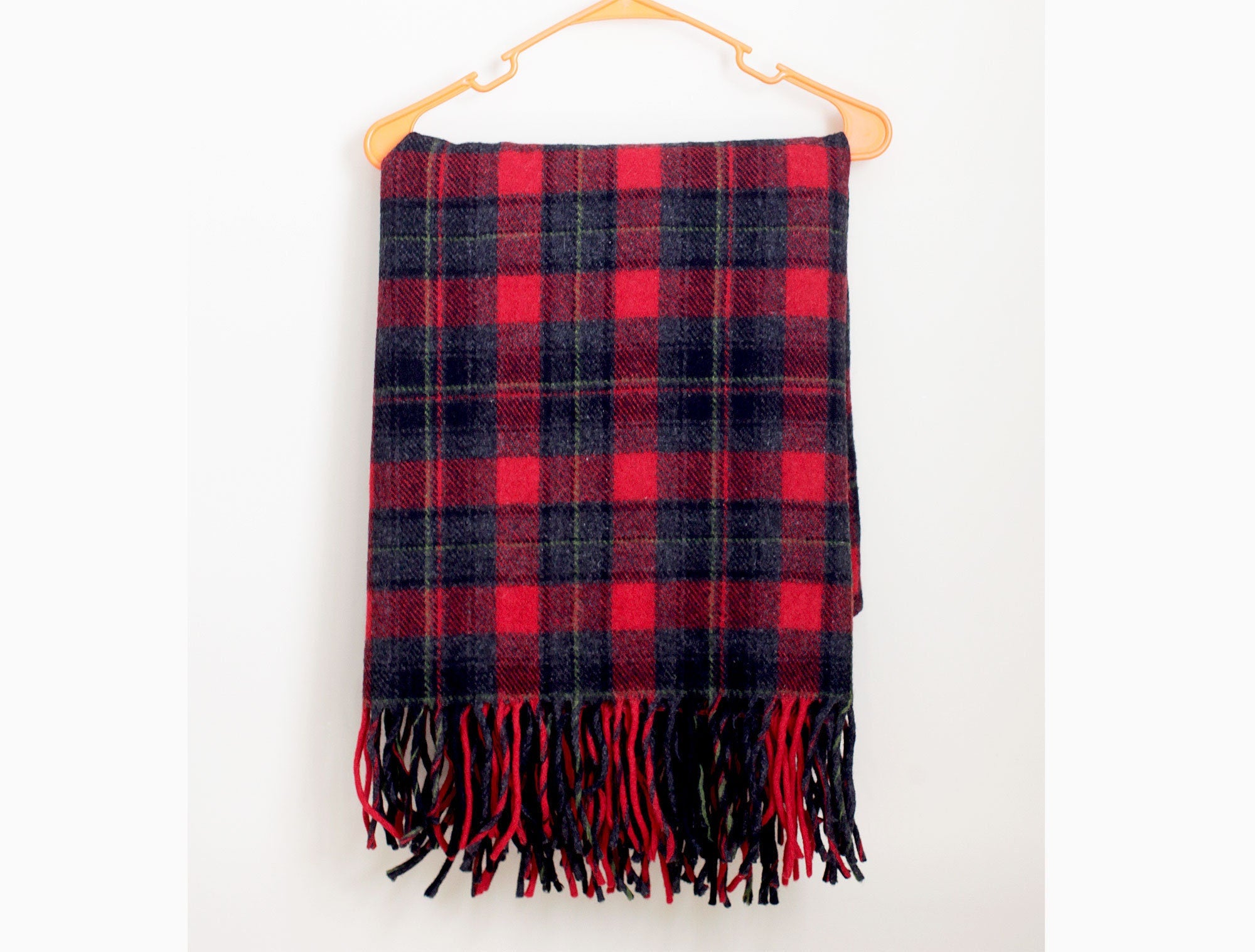Vintage Red Plaid Stadium Classic Cabin Style Virgin Wool Blanket by ...