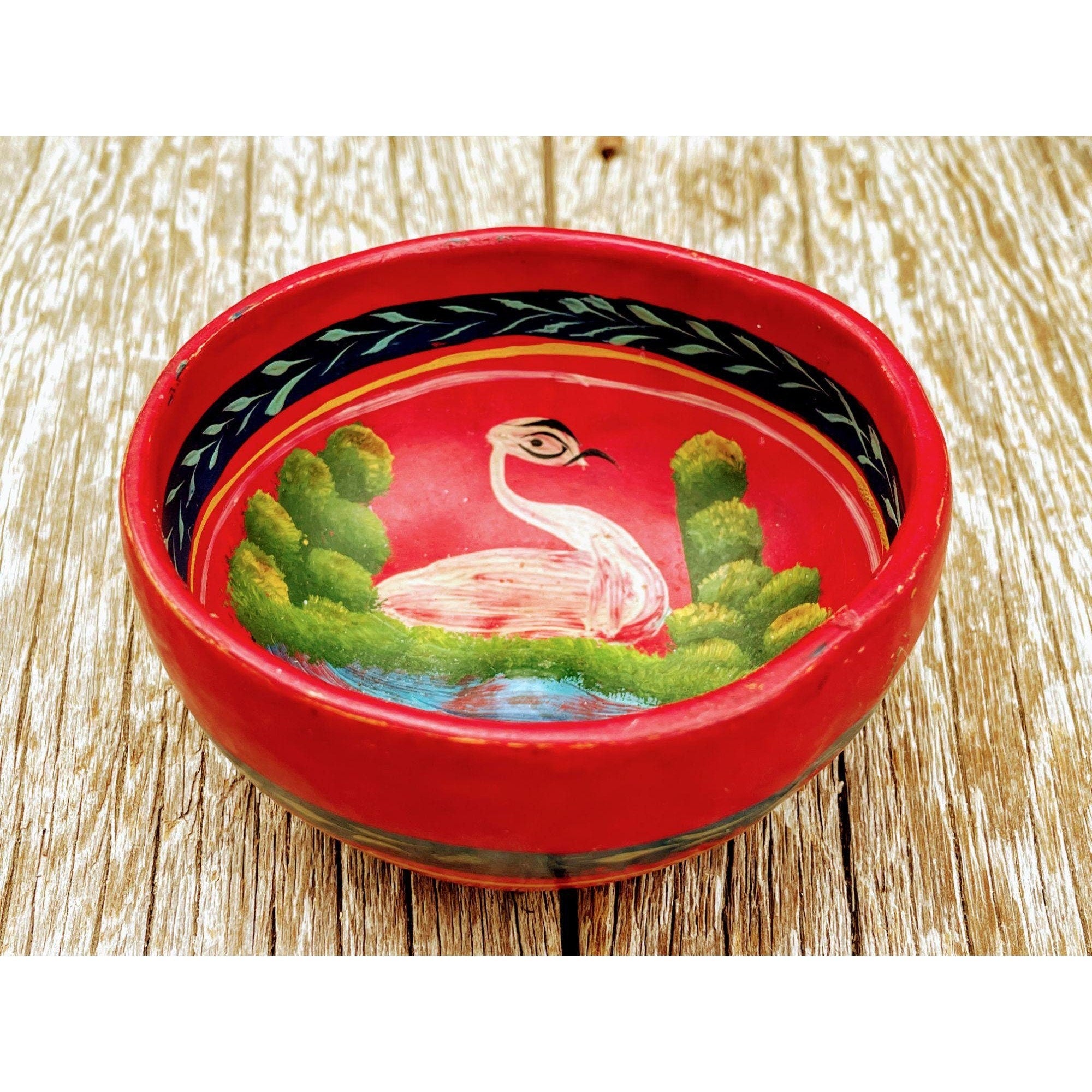 Vintage Handpainted Gourd Bowl Swan Mexico Folk Art | Shop THRILLING