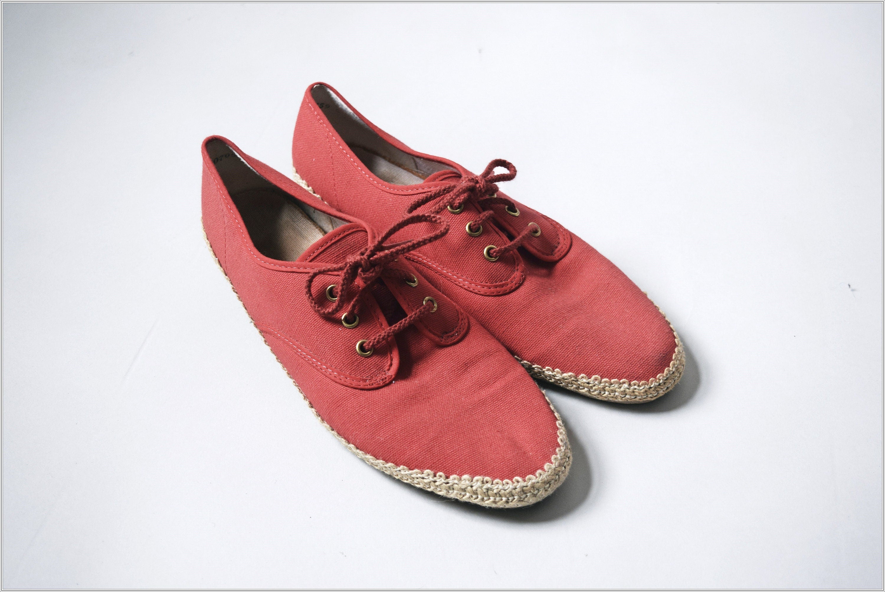 Vintage 80s Red Canvas Wedge Espadrille Heel Sneaker Shoes by ...