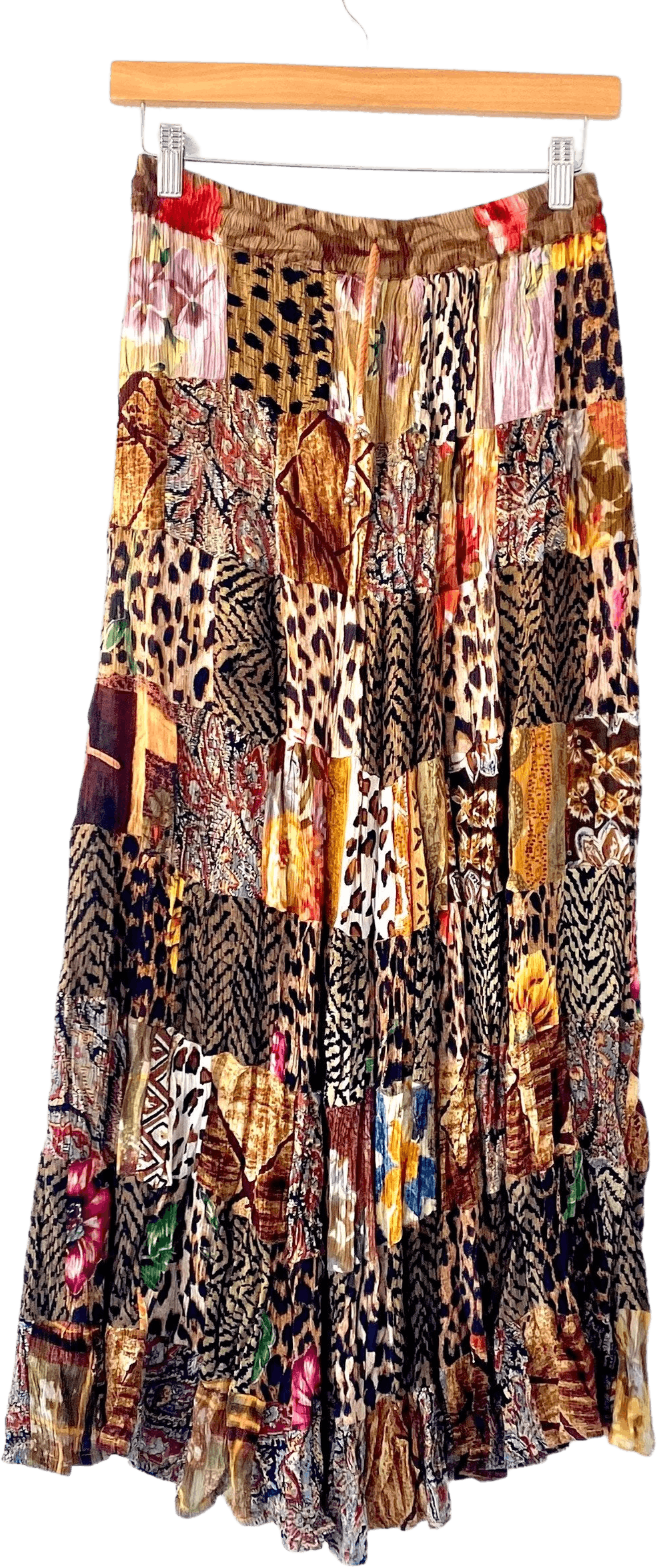Vintage Floral Animal Print Patchwork Long Maxi Skirt by Her Style ...