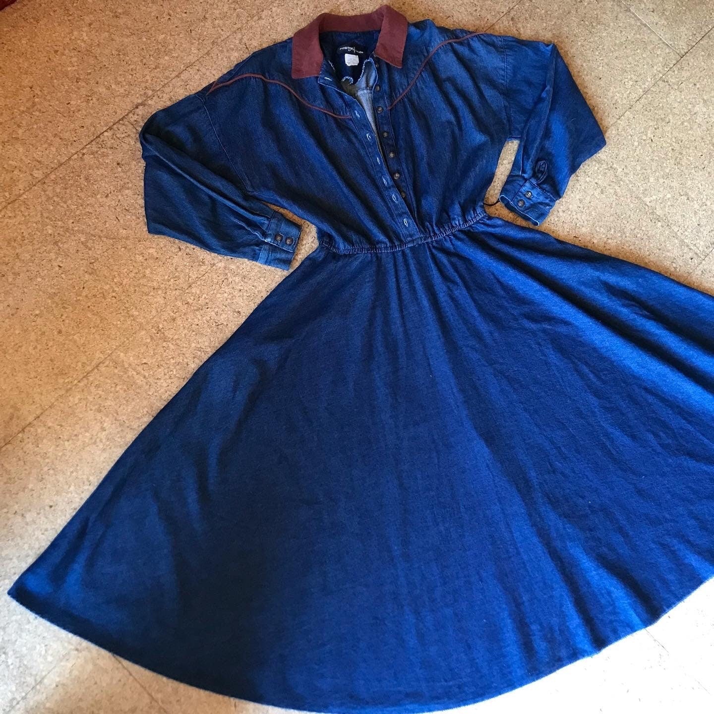 Vintage Denim and Ultrasuede Shirtwaist Dress 80s 90s 80s 90s Western ...