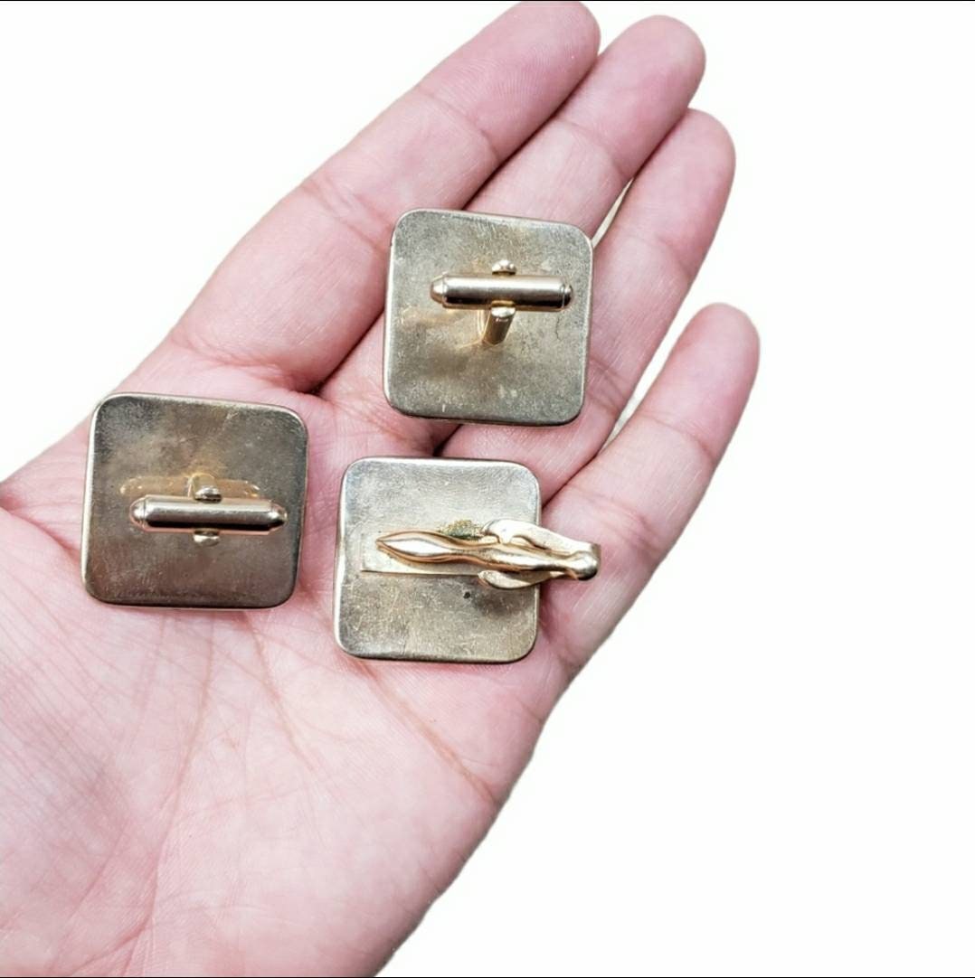 Vintage Gold Toned Roman's Fighting Cuff Links and Tie Clip | Shop ...