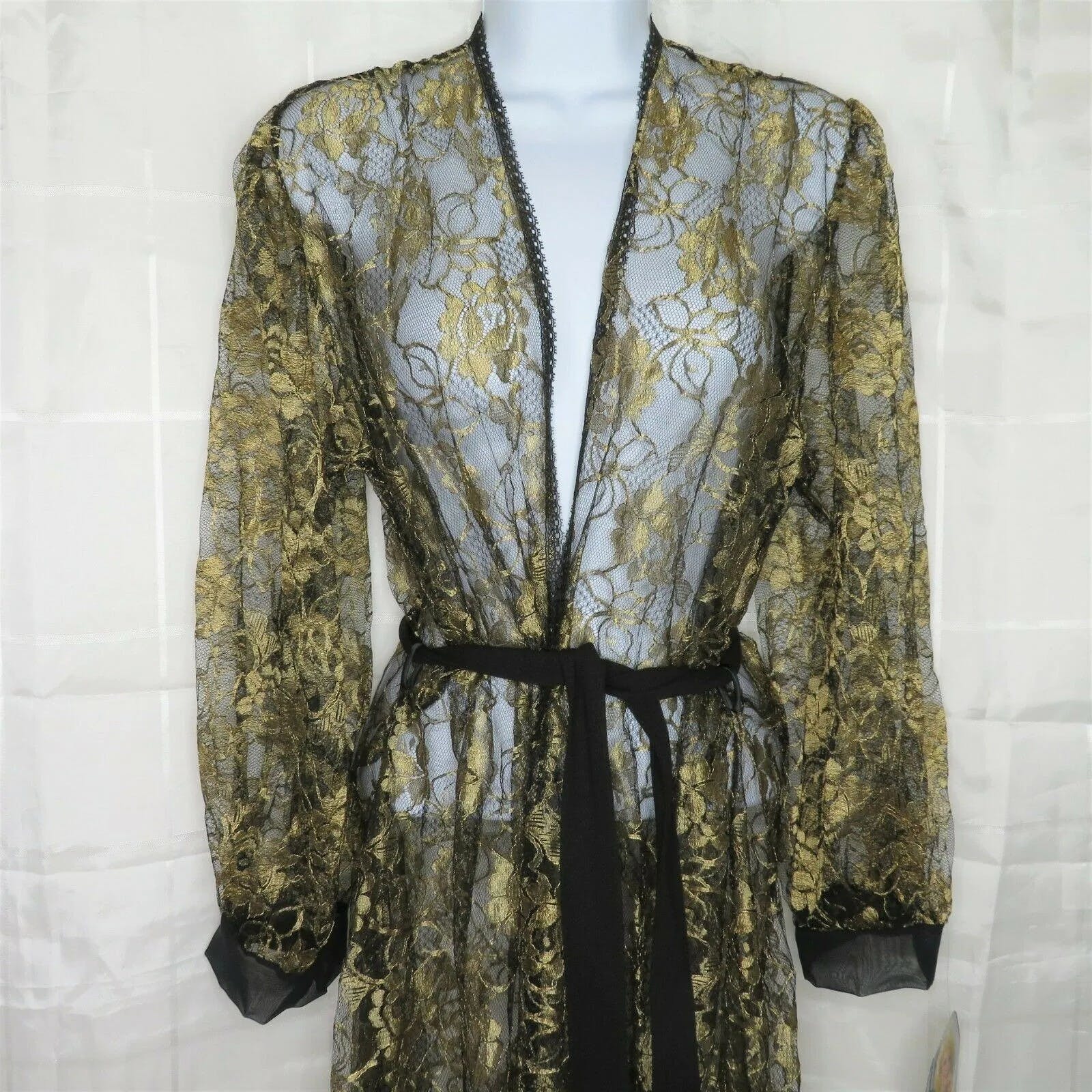 Vintage Black Gold Metallic Robe by Mara Intimates | Shop THRILLING