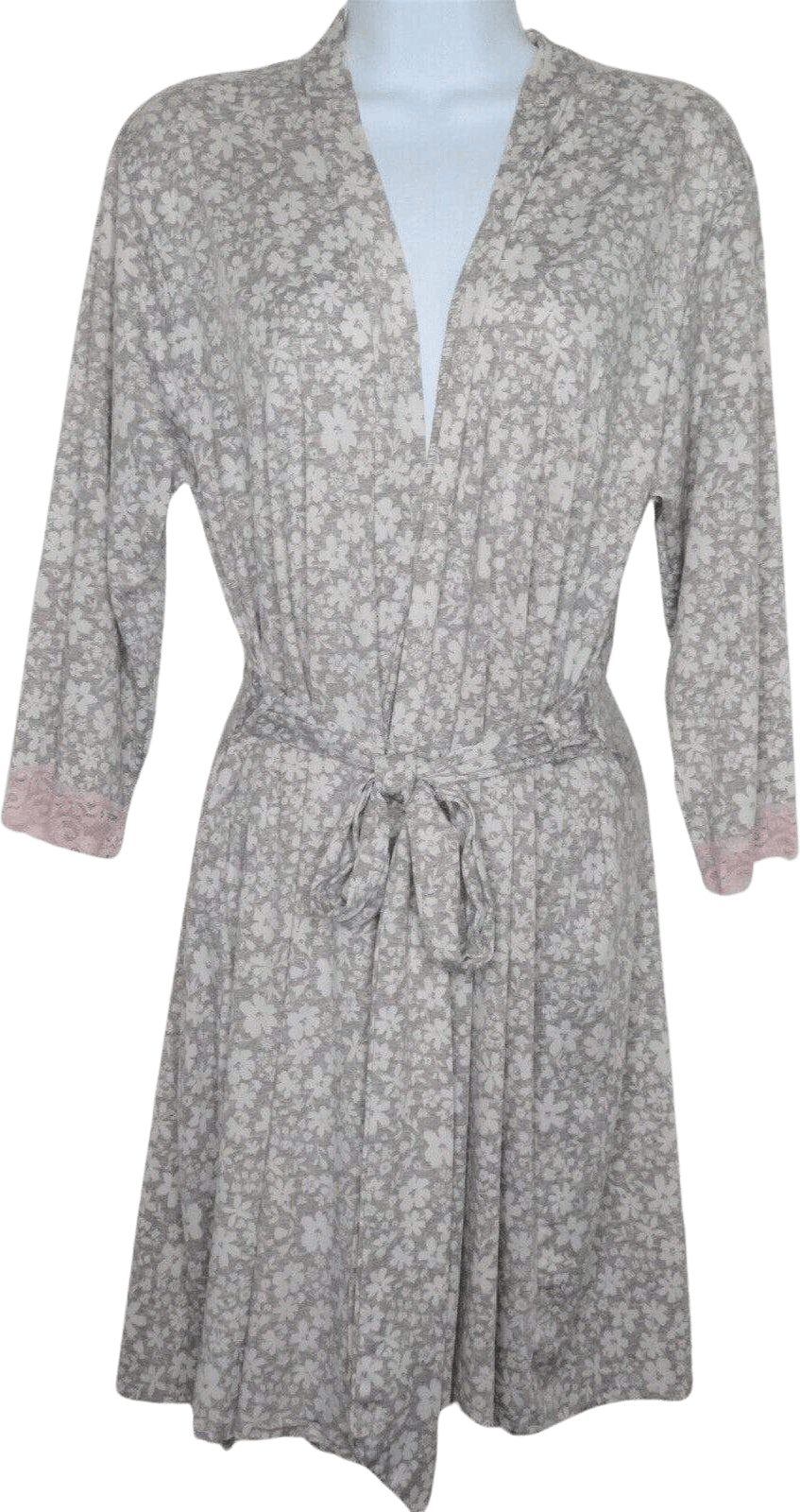 Vintage Gray White Floral Short Wrap Robe by Laura Ashley | Shop THRILLING