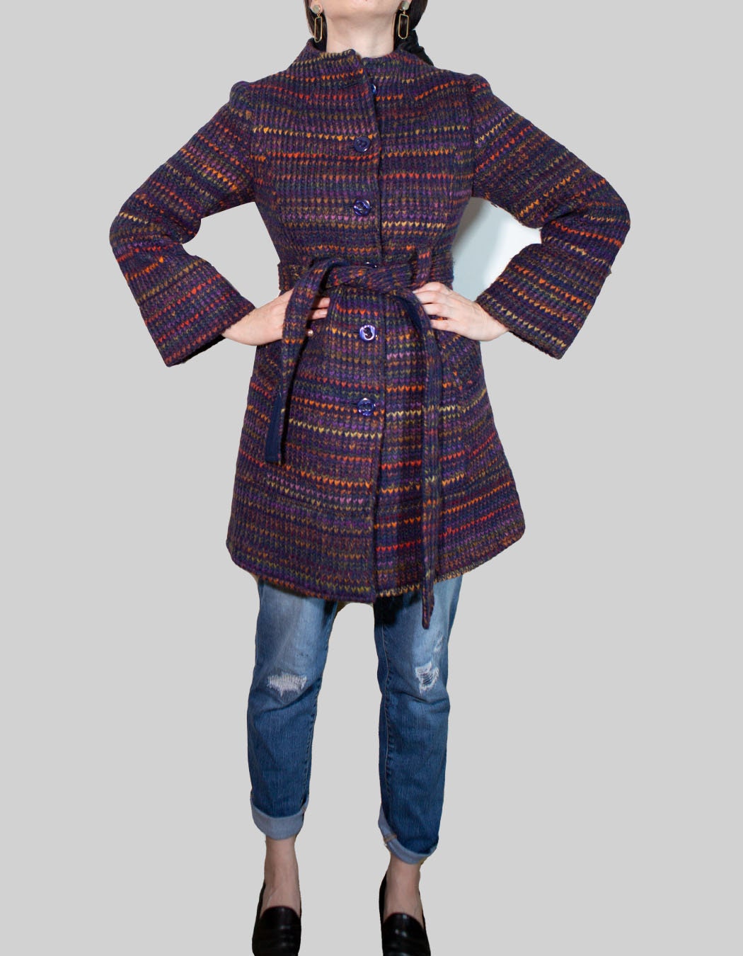 Vintage Striped Colorful Wool Coat | Shop THRILLING