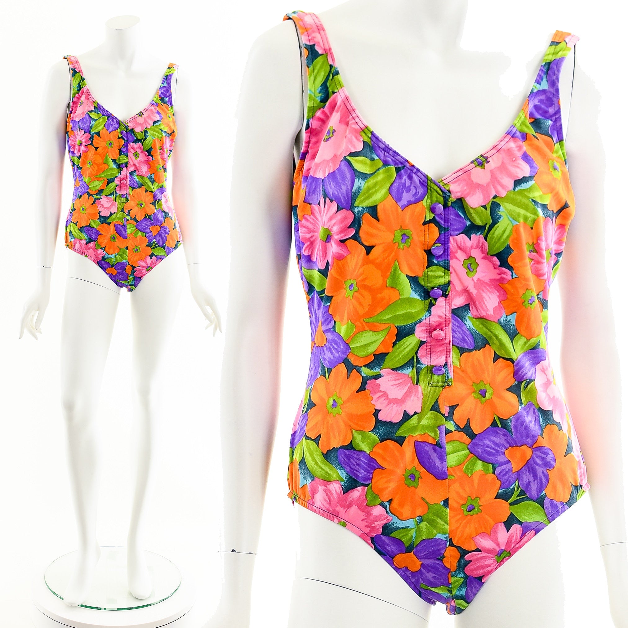Vintage Floral One Piece 70s Bathing Suit | Shop THRILLING