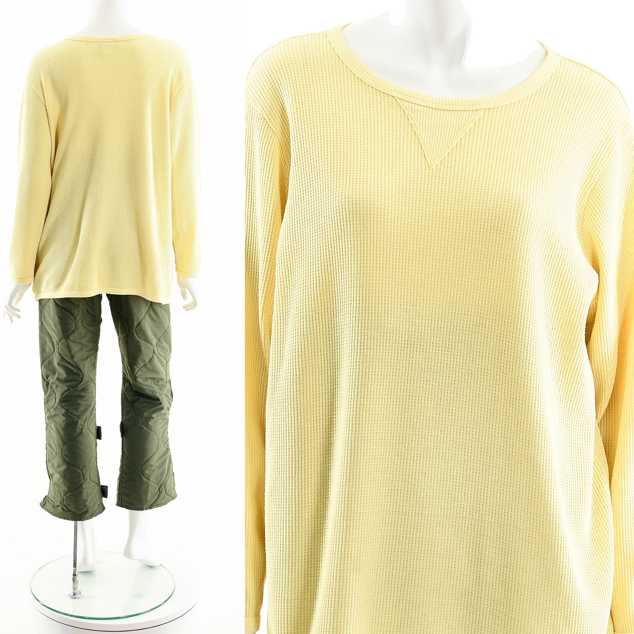 Yellow Long Johns Vintage Thermal Long Sleeve Top 90s by American Comf ...
