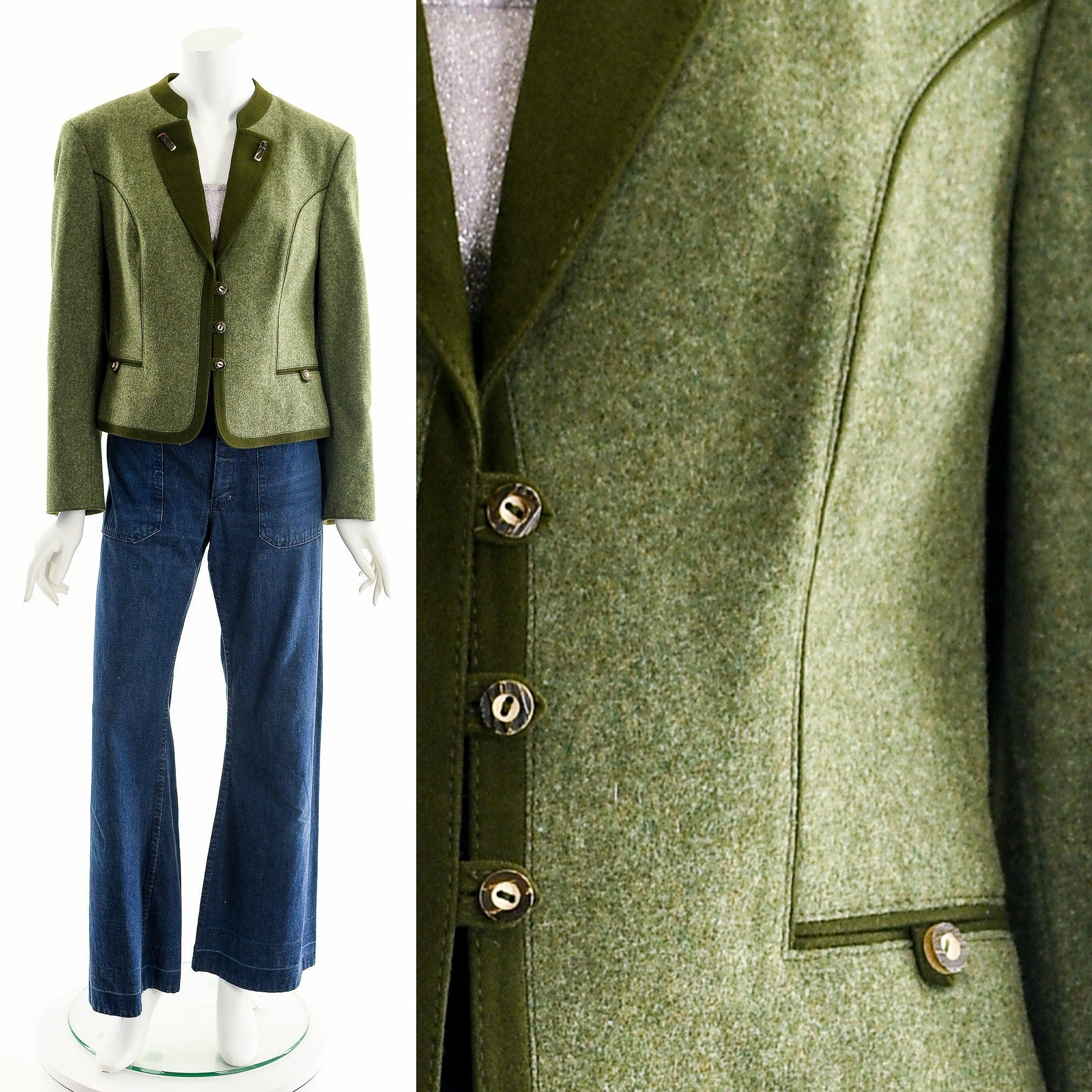 Vintage 50s Green Wool Cropped Jacket | Shop THRILLING