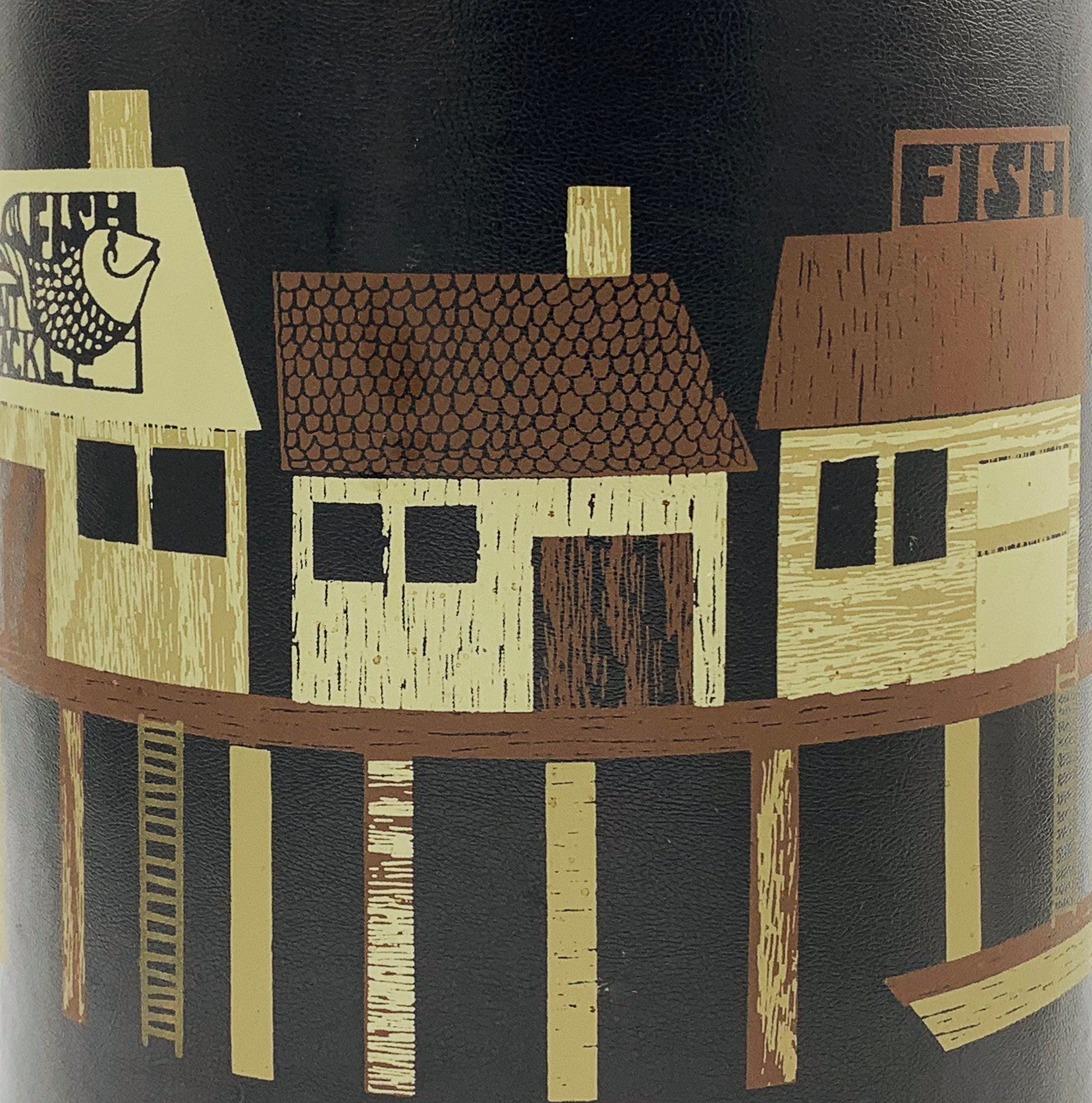 Vintage Mid-Century Modern Couroc Fish Market Ice Bucket and Glassware ...