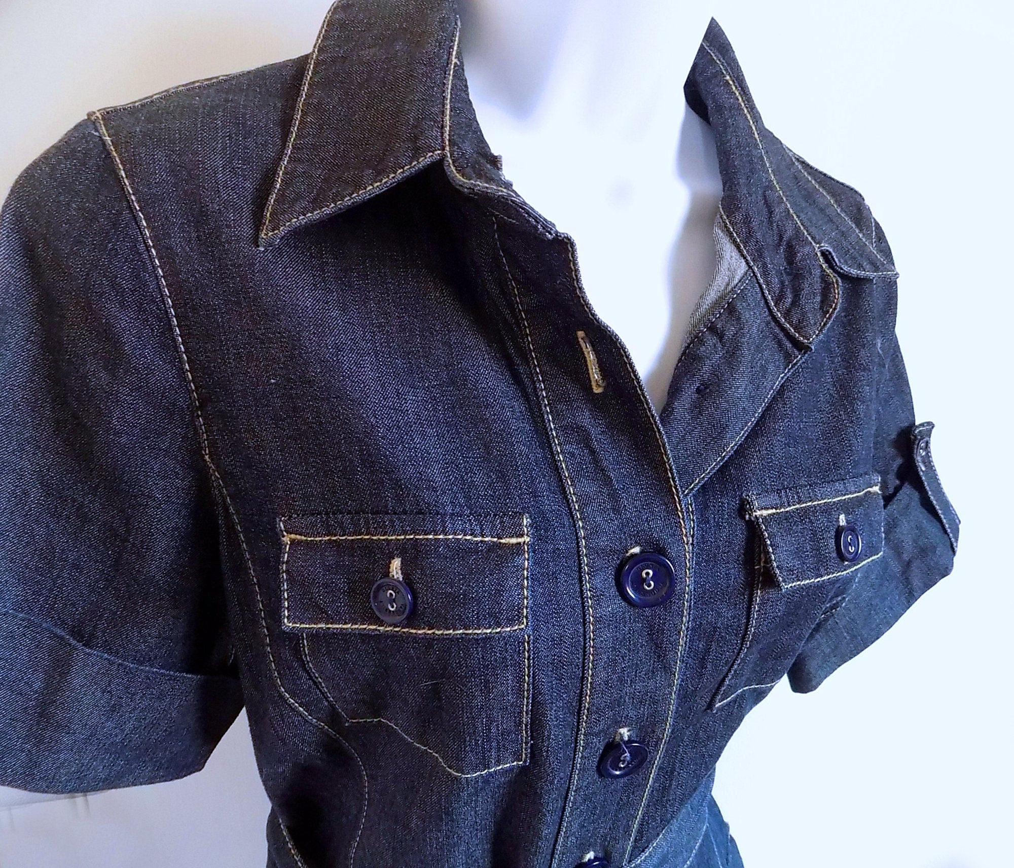 Vintage 80s 90s Gloria Vanderbilt Denim Dress with Attached Sash for ...