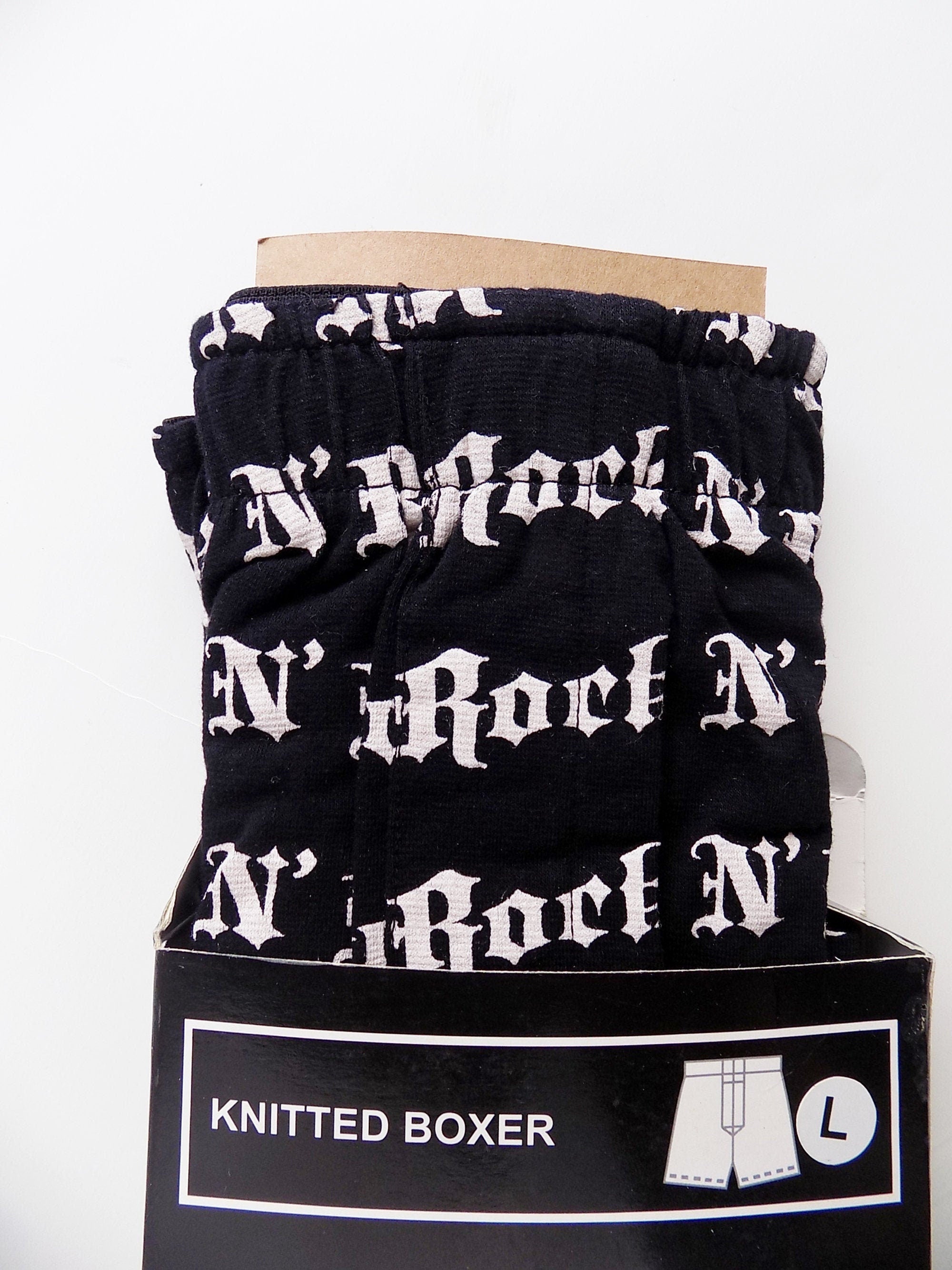 Vintage 2000 Or Earlier Rock 'n Roll Black and White Woven Boxer Shorts ...