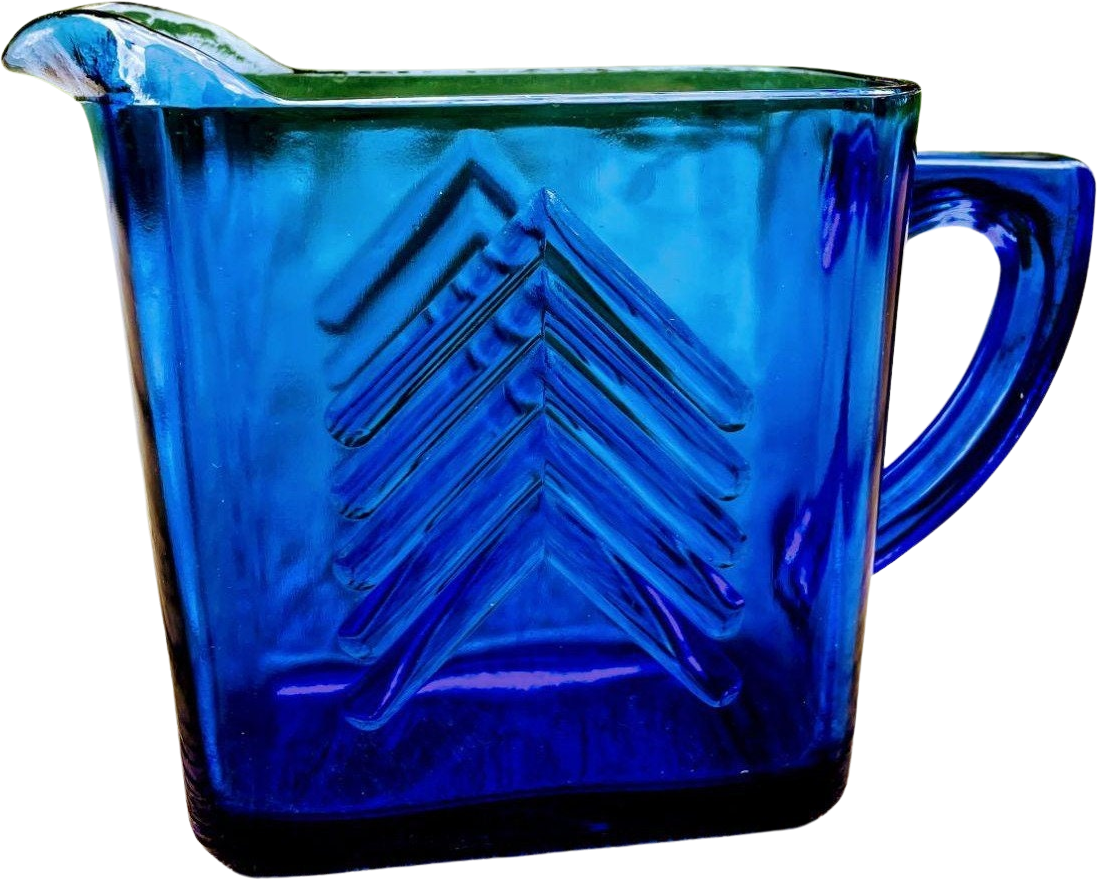 Vintage Hazel Atlas Cobalt Blue Glass Chevron Cream Pitcher | Shop ...