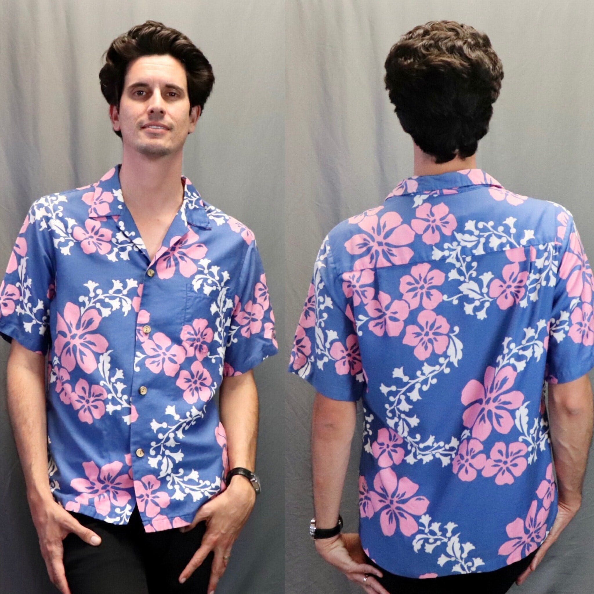 Vintage 70’s Kahala Blue and Pink Hawaiian Short Sleeve Shirt with ...