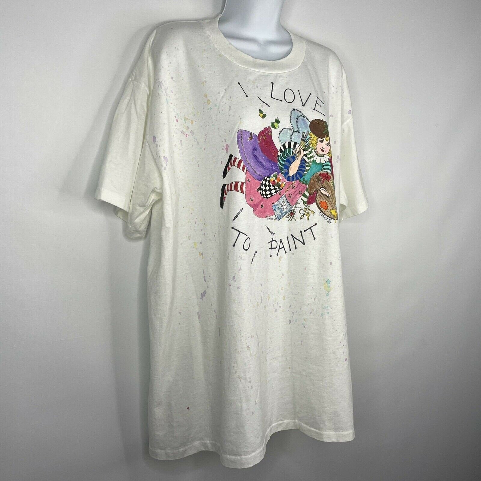 Vintage 90s Deadstock I Love To Paint Fairy Artist Glitter Paint Splat ...