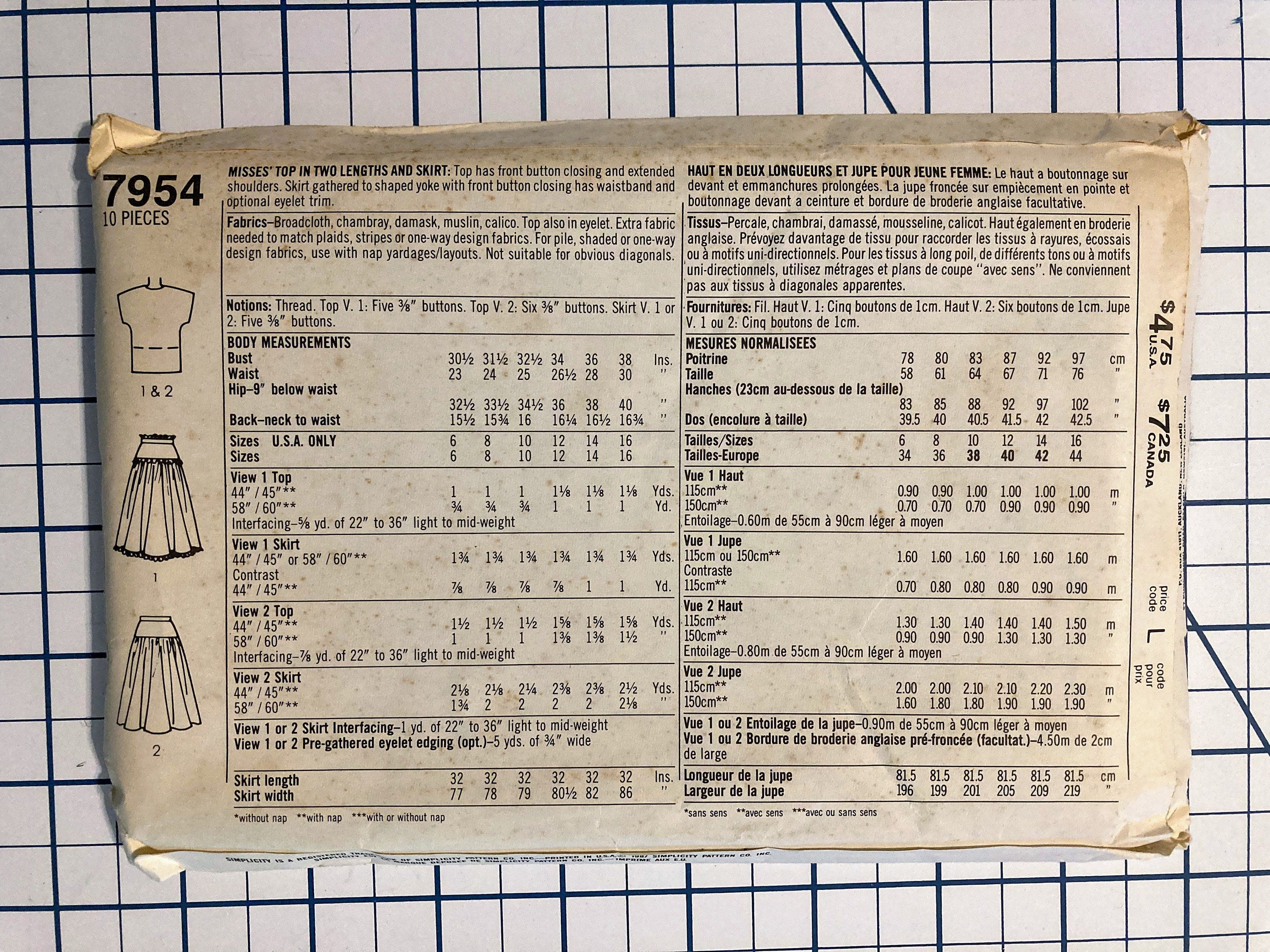 Long Skirt with Crop Top Pattern Maxi Skirt 80s Vintage Simplicity Sew ...